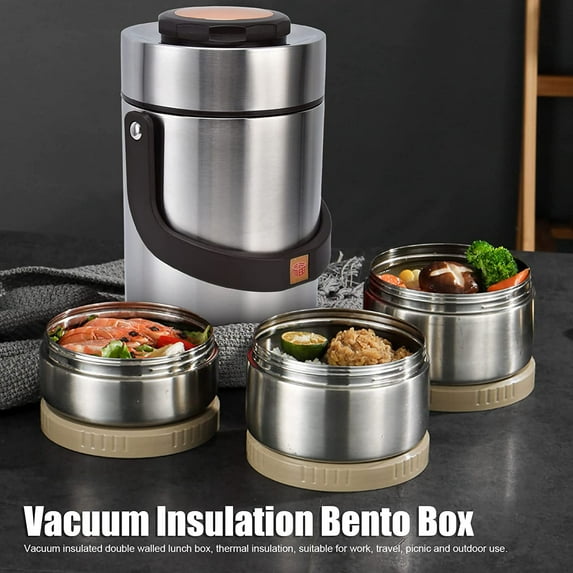 3 Layer Insulated Bento Box 304 Stainless Steel Food Jar Portable Lunch Containers for Hot Food ...