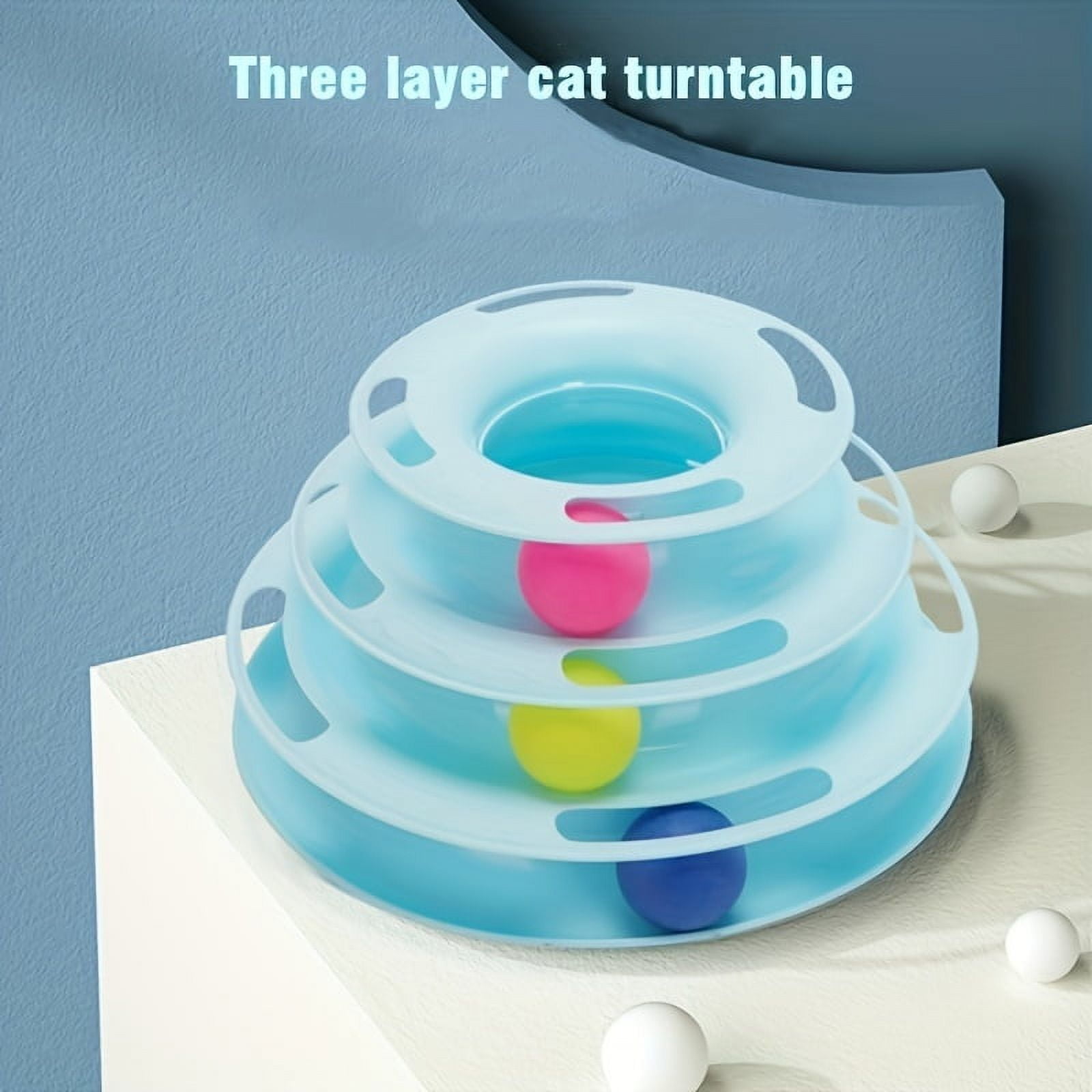 3 Layer Interactive Cat Toy Tower with Colorful Balls Mental Physical ...