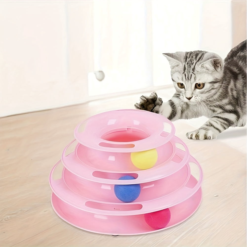 3 Layer Interactive Cat Toy Tower with Colorful Balls Mental Physical ...