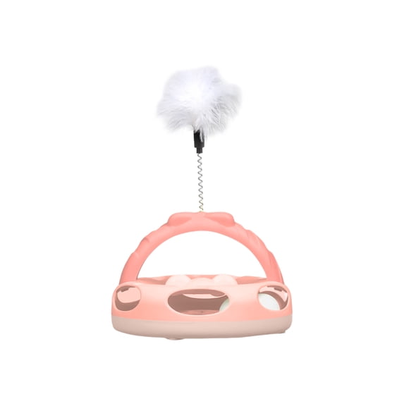 3-Layer Interactive Cat Turntable Toy with Feather Wand Roller Track ...