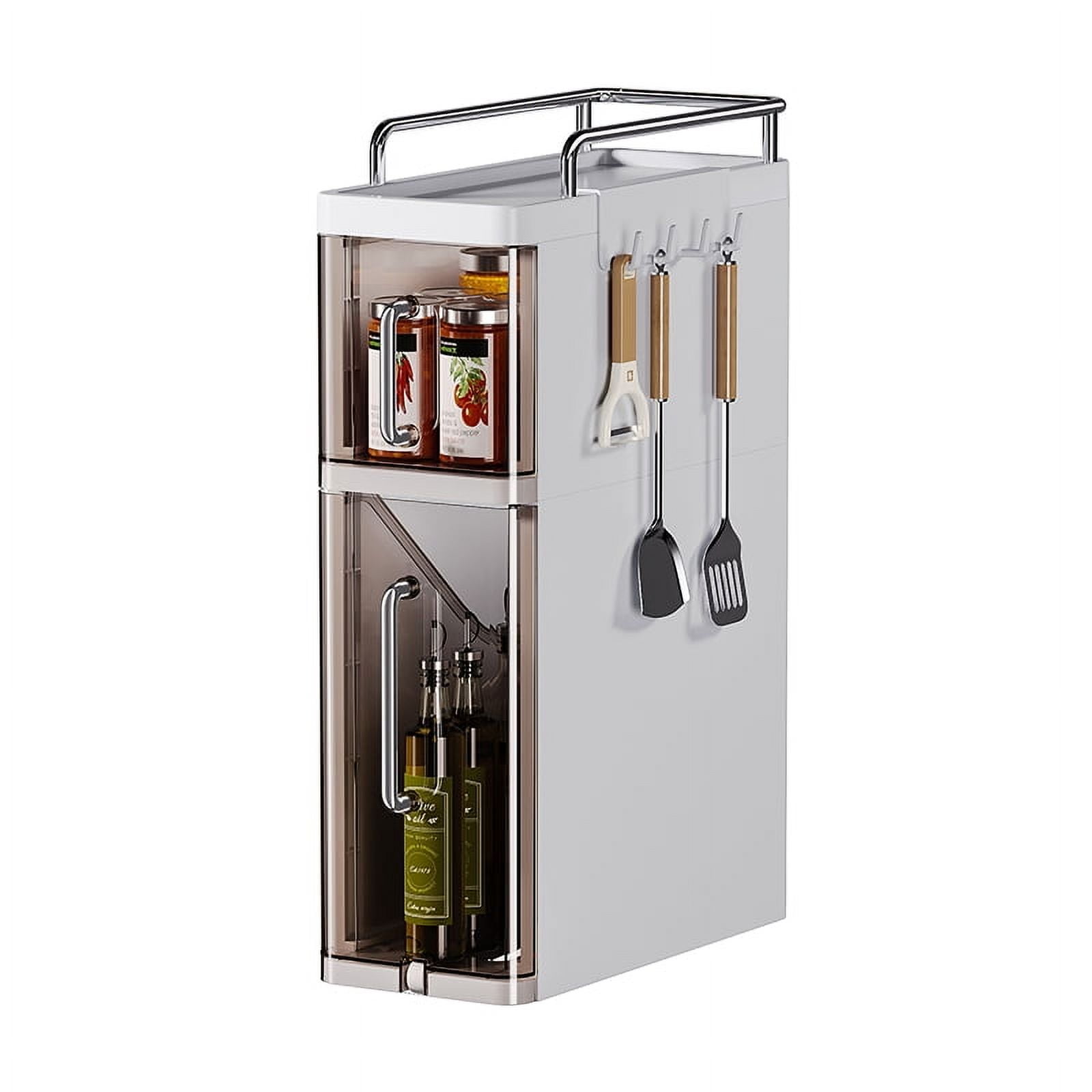 3-Layer Kitchen Desktop Organizer with Dustproof Doors - Spice Rack ...