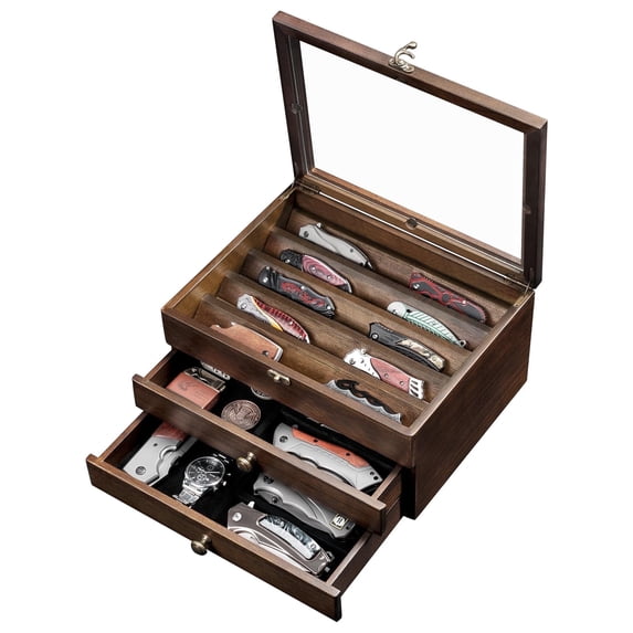 3-Layer Knife Display Case, Knife Collection Display Holder with Glass ...