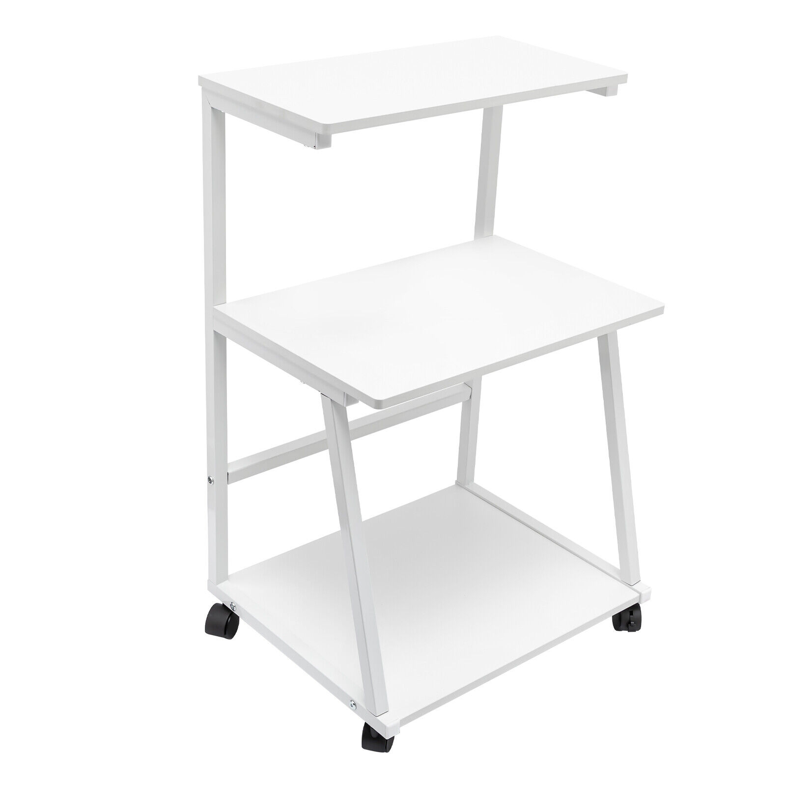 3-Layer Movable Laptop Printer Stand Cart Rolling Laptop Rack Table ...