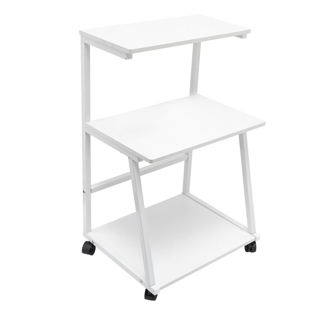 3-Layer Movable Laptop Printer Stand Cart Rolling Laptop Rack Table ...