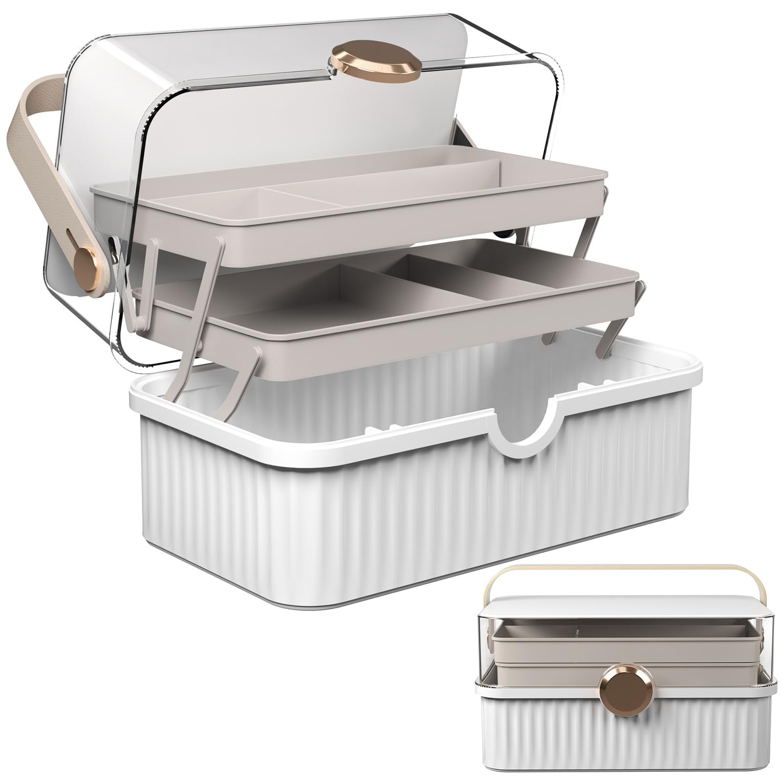 3-Layer Multipurpose Storage Box with 2 Trays/Craft Art Box/Medicine ...