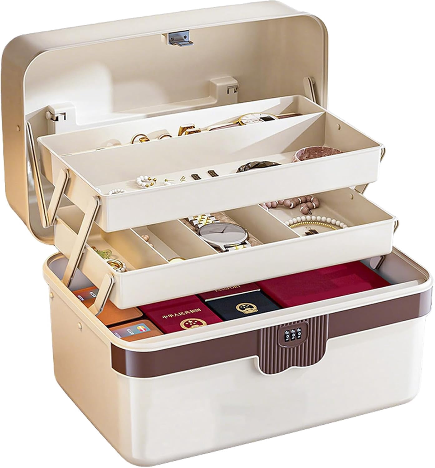 3-Layer Plastic Tackle Lock Box Organizers Storage, Portable Folding ...