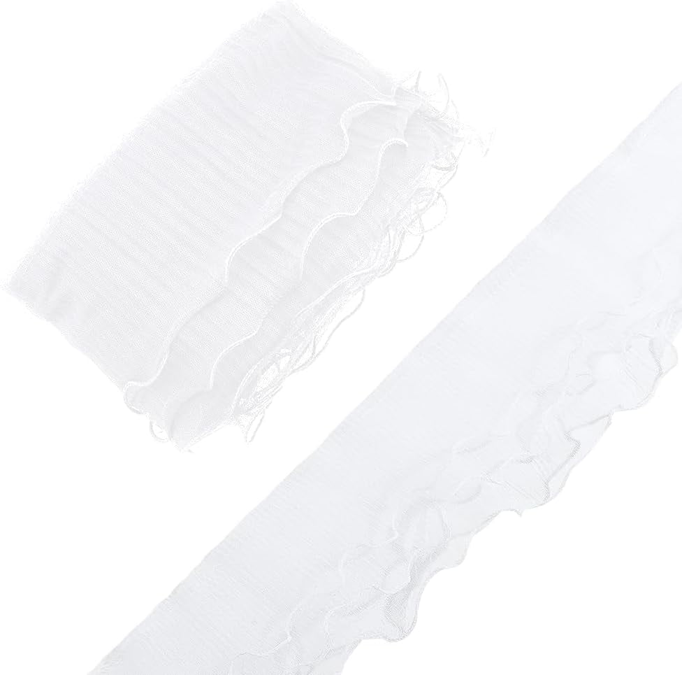 3 Layer Pleated Lace Ribbon 4 inch Wide White Lace Ruffle Trim Ribbon ...