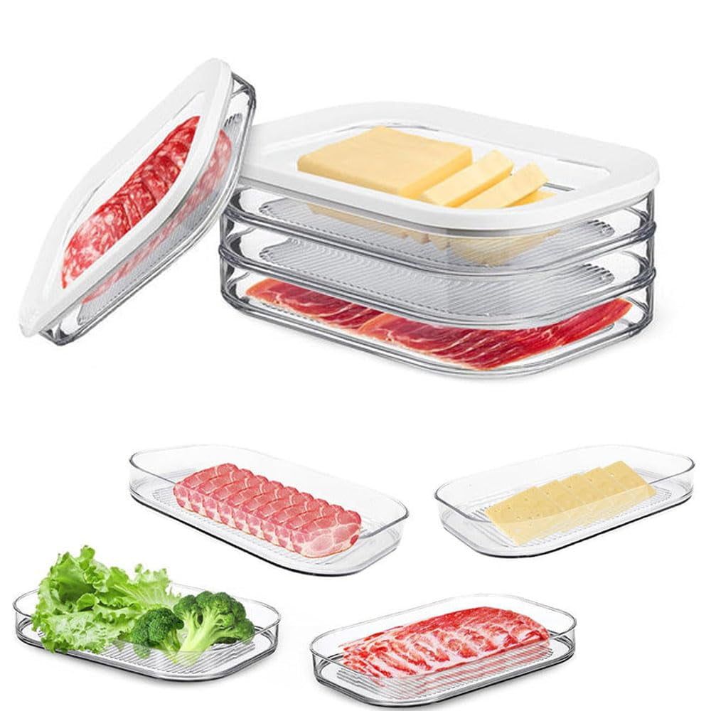 3 Layer Reusable Food Storage Container, Upgrade Stackable Deli Meat ...