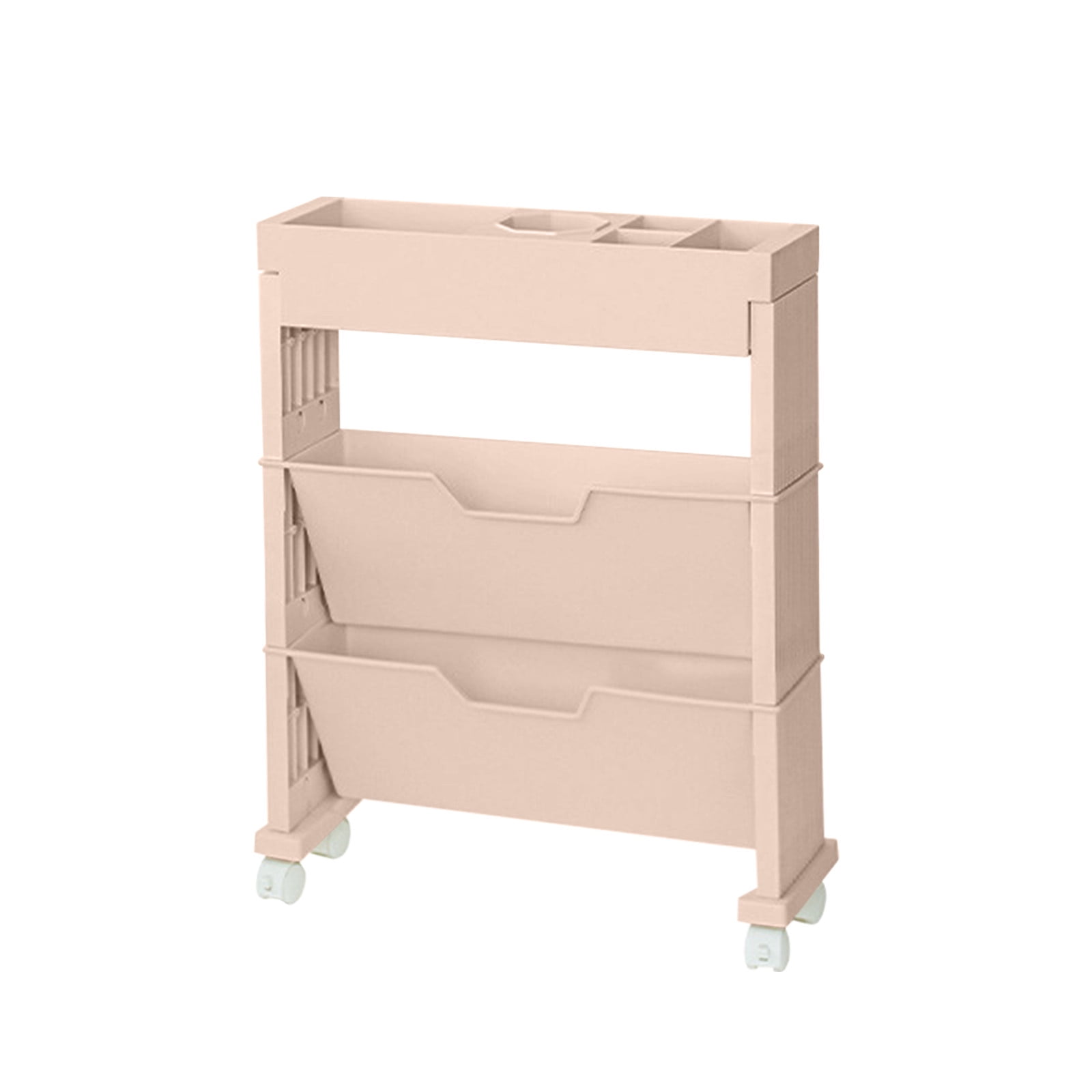 3-Layer Rolling Utility Cart Mobile Bookshelf with Lockable Casters ...
