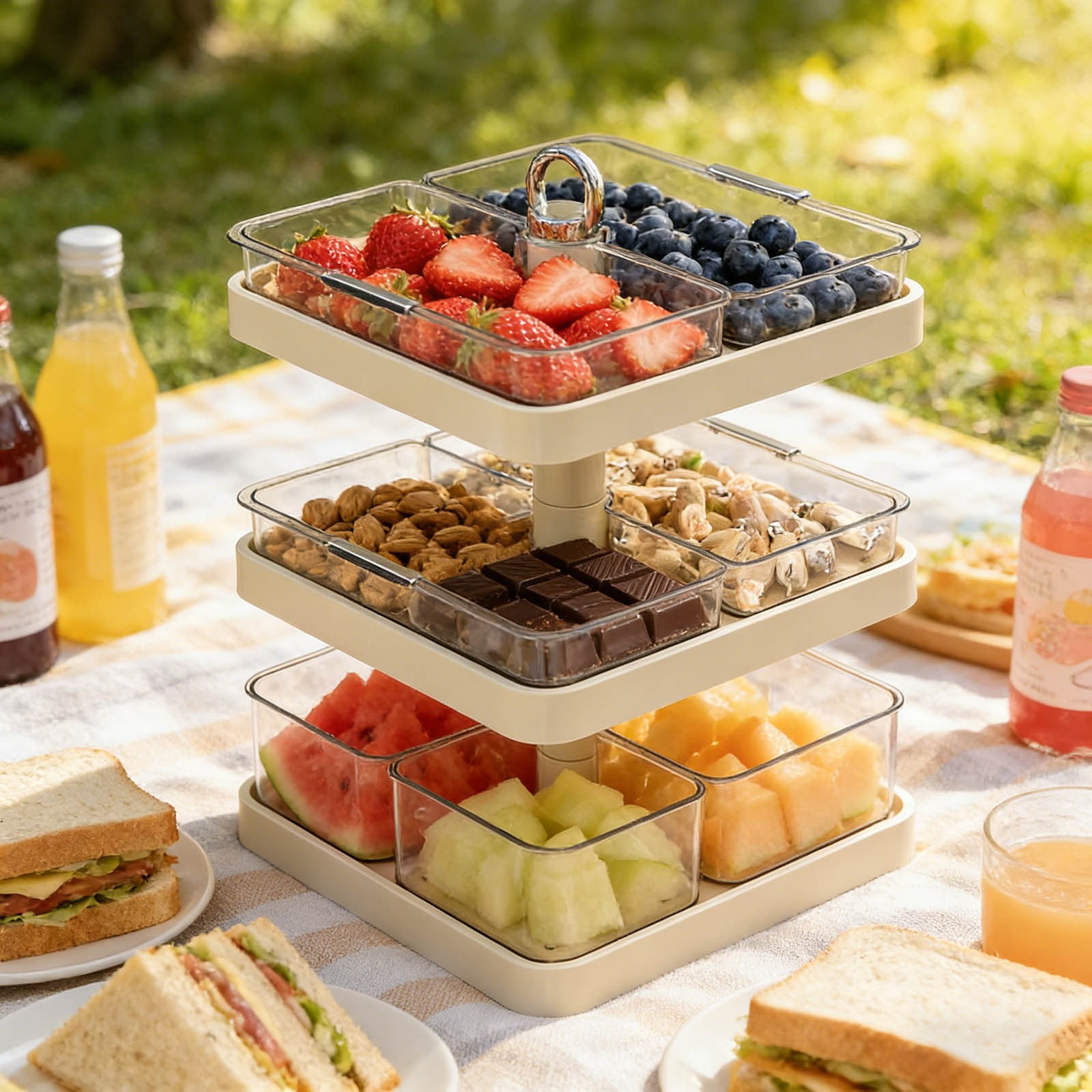 3 Layer Rotatable Food Preparation Tray, Kitchen Clear Storage ...