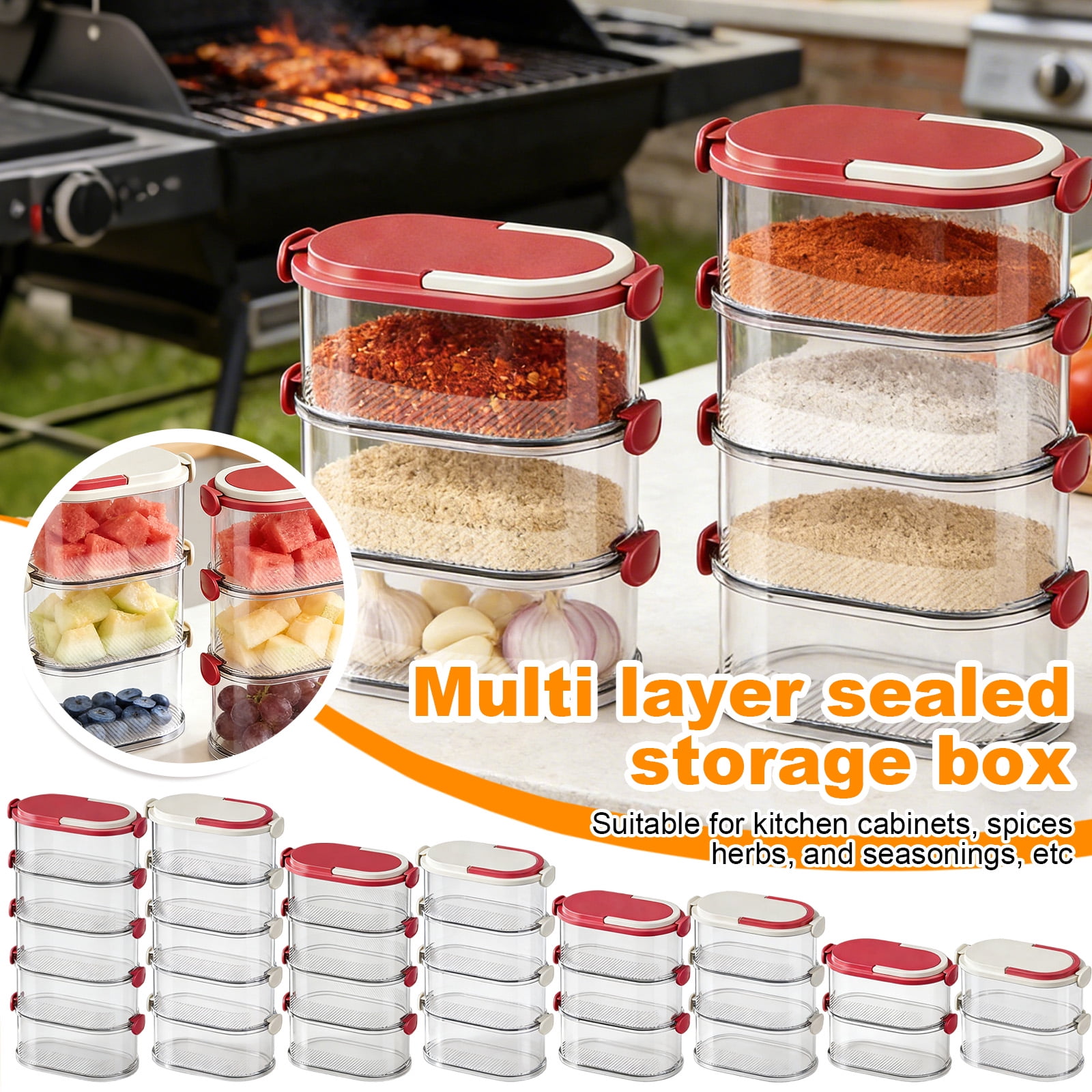 3-Layer Sealed Spice Organizer, Spice And Seasonings Rack Organizers ...