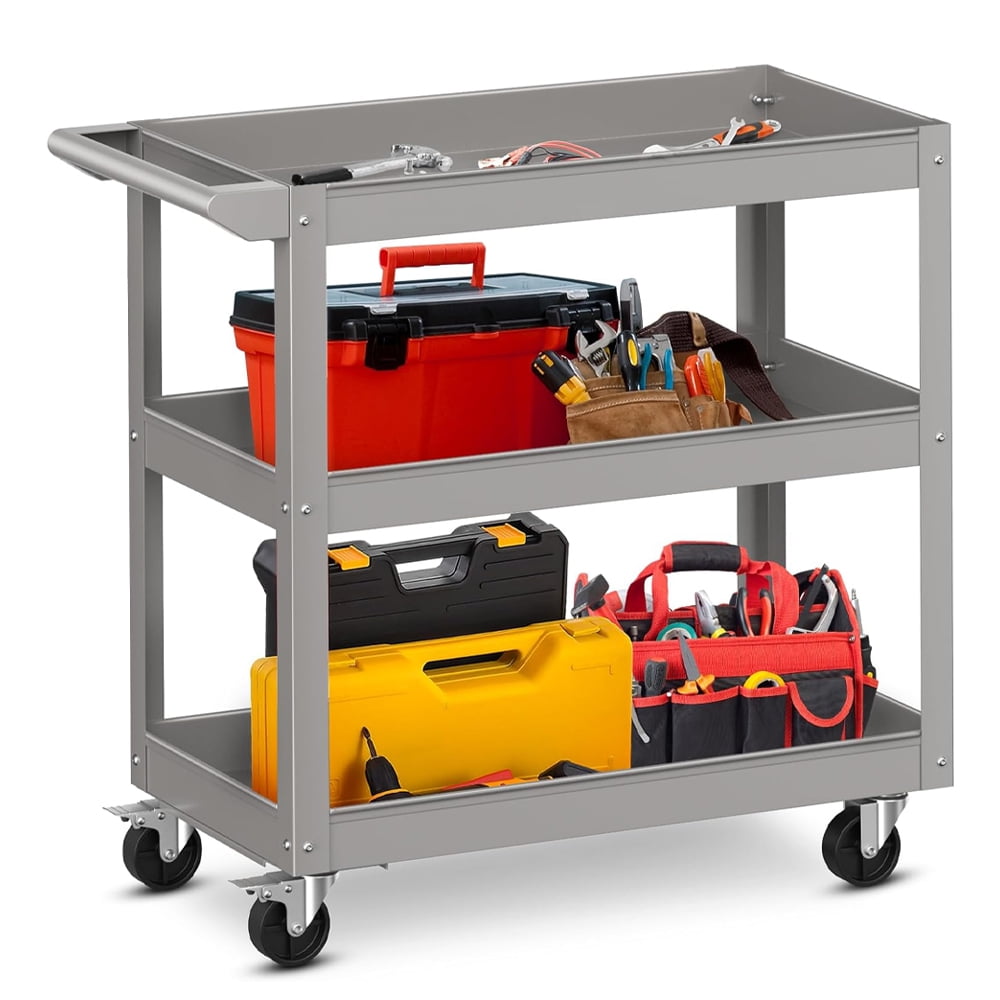3-Layer Service Utility Cart, Heavy Duty Unity Cart with Flat Handle, 2 ...