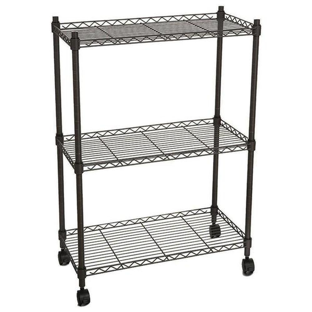 3-Layer Shelf with 1.5" Rolling 24 x 14 x 33" Black - Walmart.com
