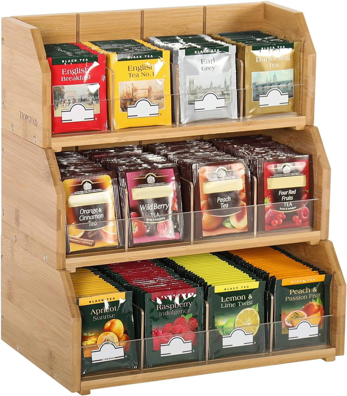 3 Layer Stackable Bamboo Tea Bag Organizer Storage Holder for Tea Bags ...