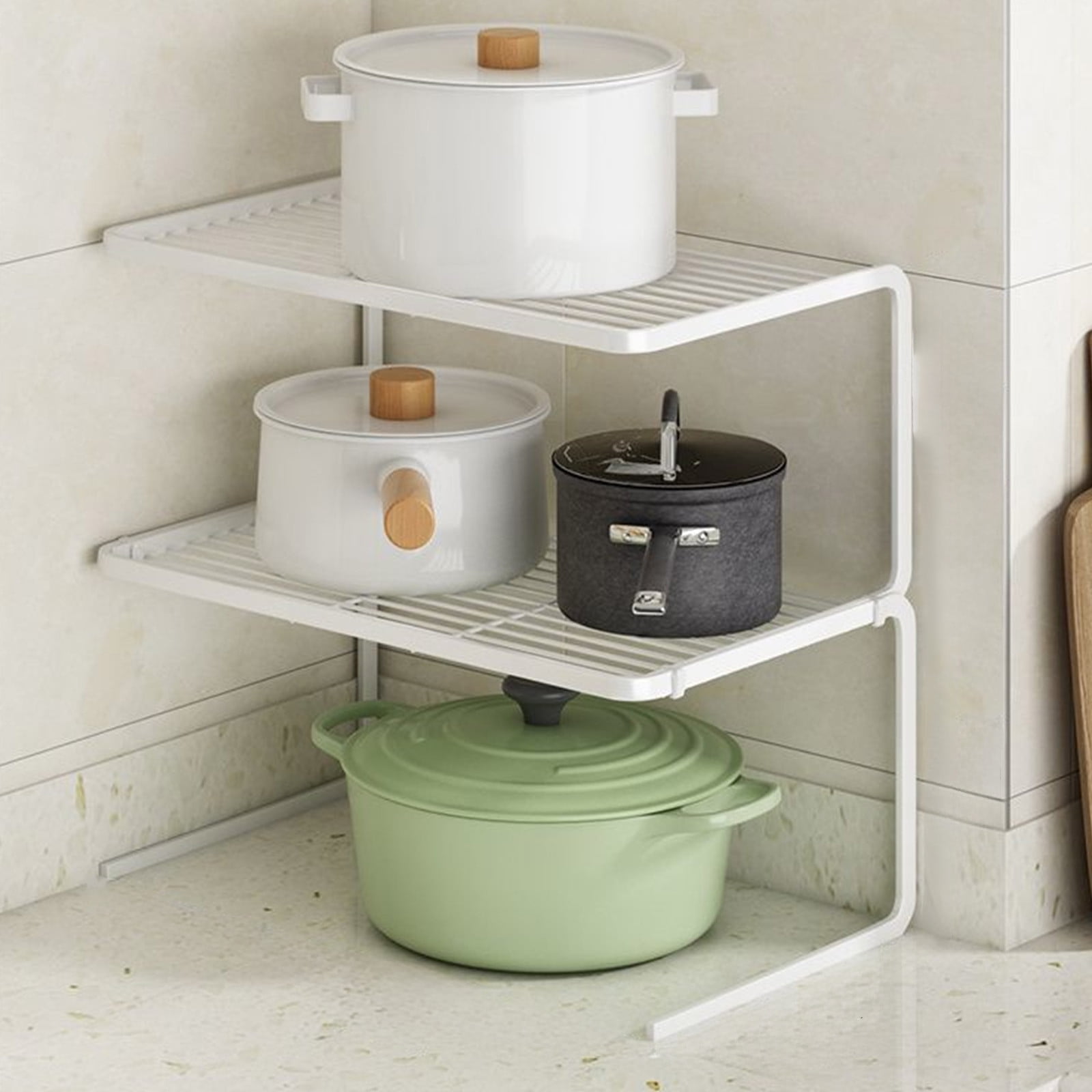 3-Layer Stackable Cabinet Shelf Organizers, Set of 2 Countertop ...