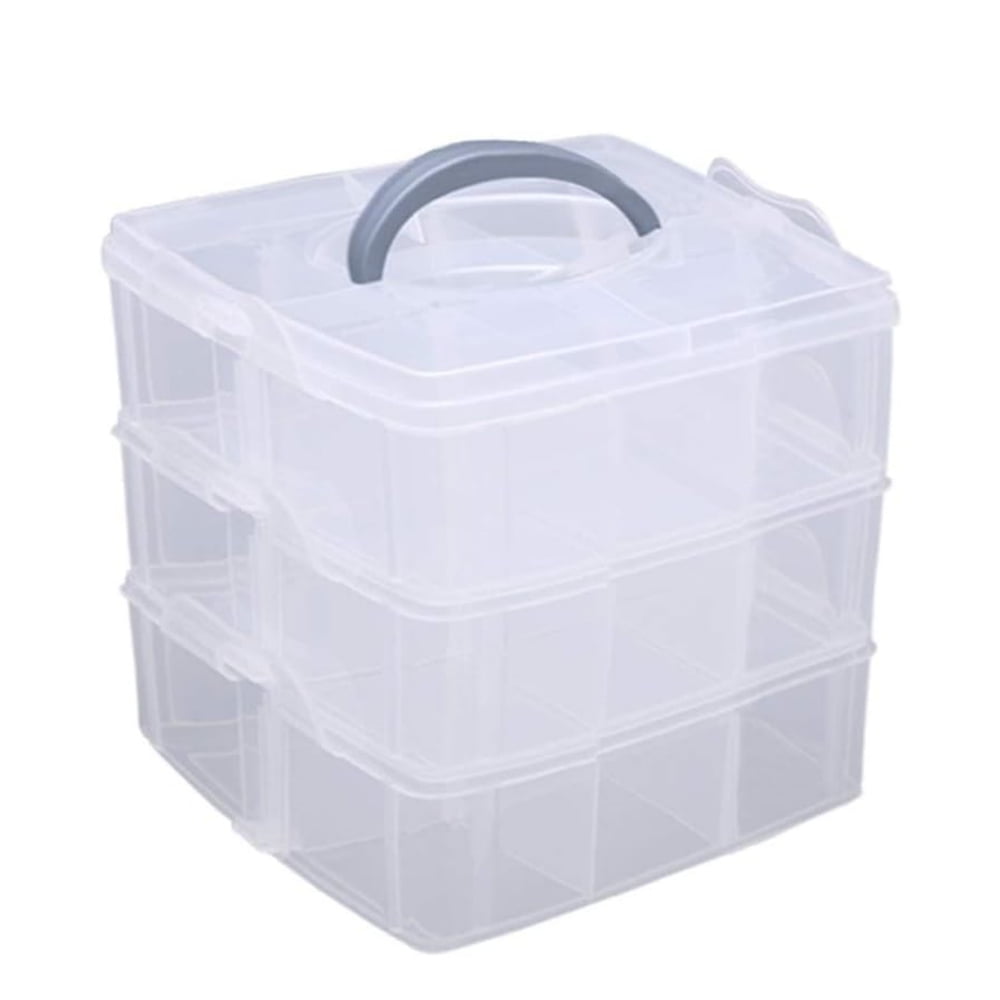 3-Layer Stackable Craft Storage Case,Craft Organizer Box,Plastic ...