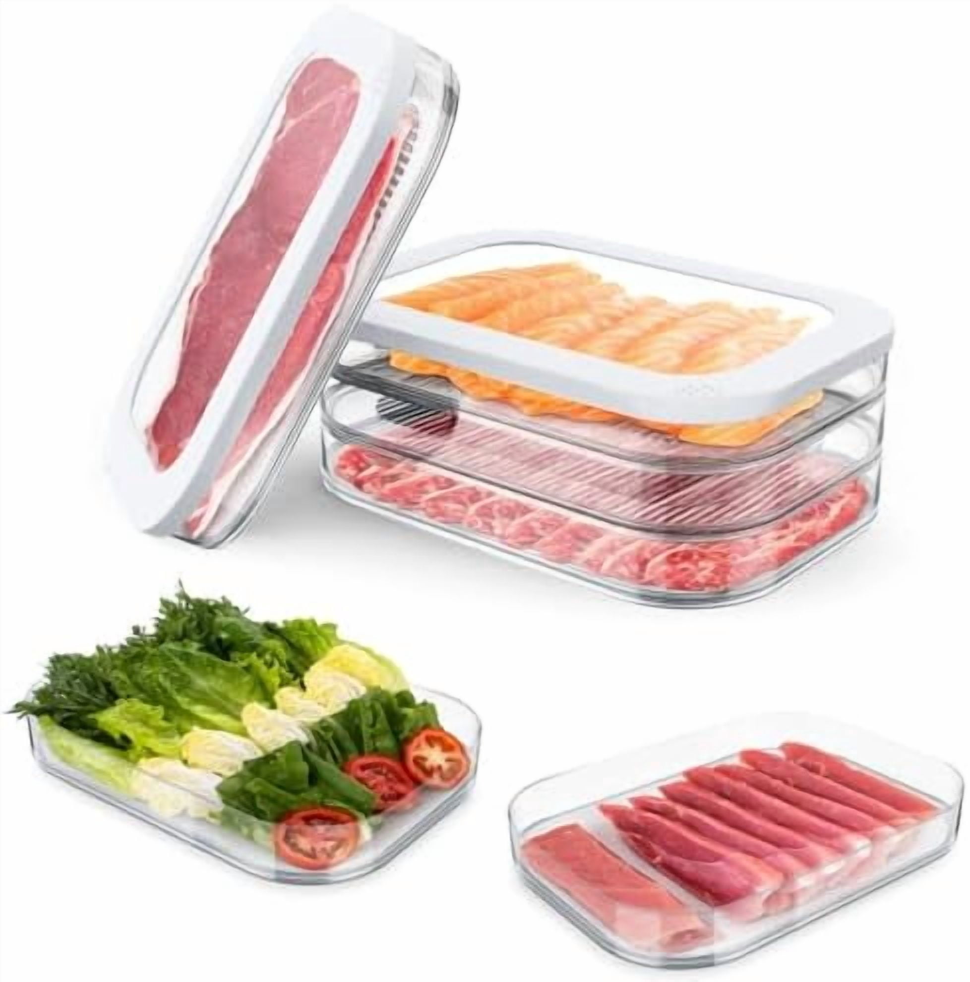 3-Layer Stackable Deli Meat Container Set with Drainage & Silicone Lid ...