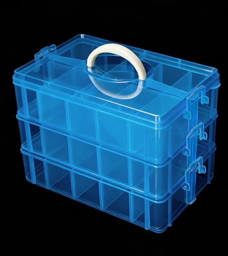 3-Layer Stackable Storage Container Box,30 Dividers Compartments ...