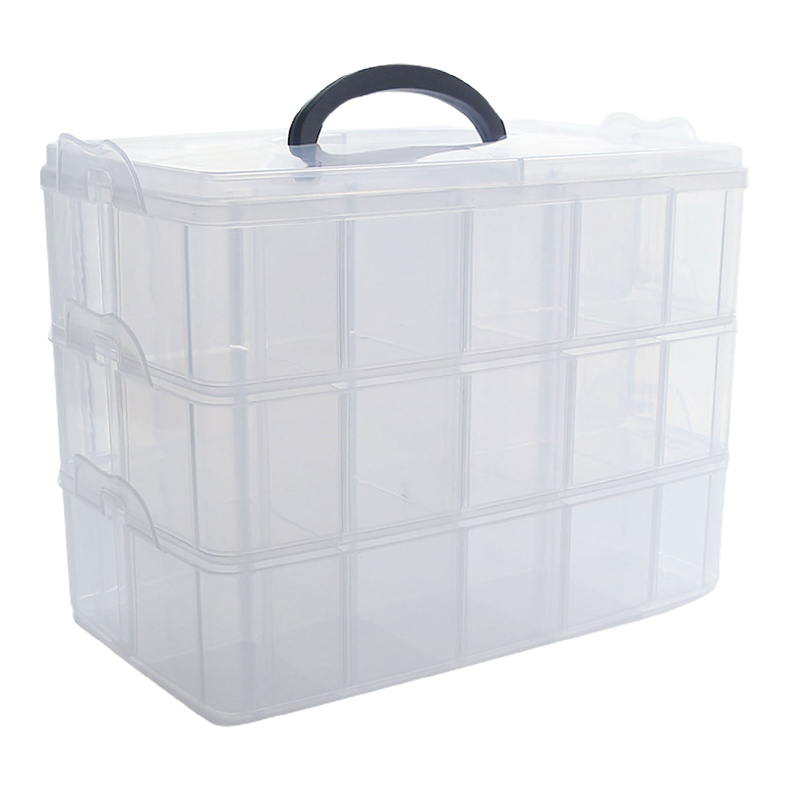 3-Layer Storage Box - Detachable - Hidden Handle - Transparent - 30 ...