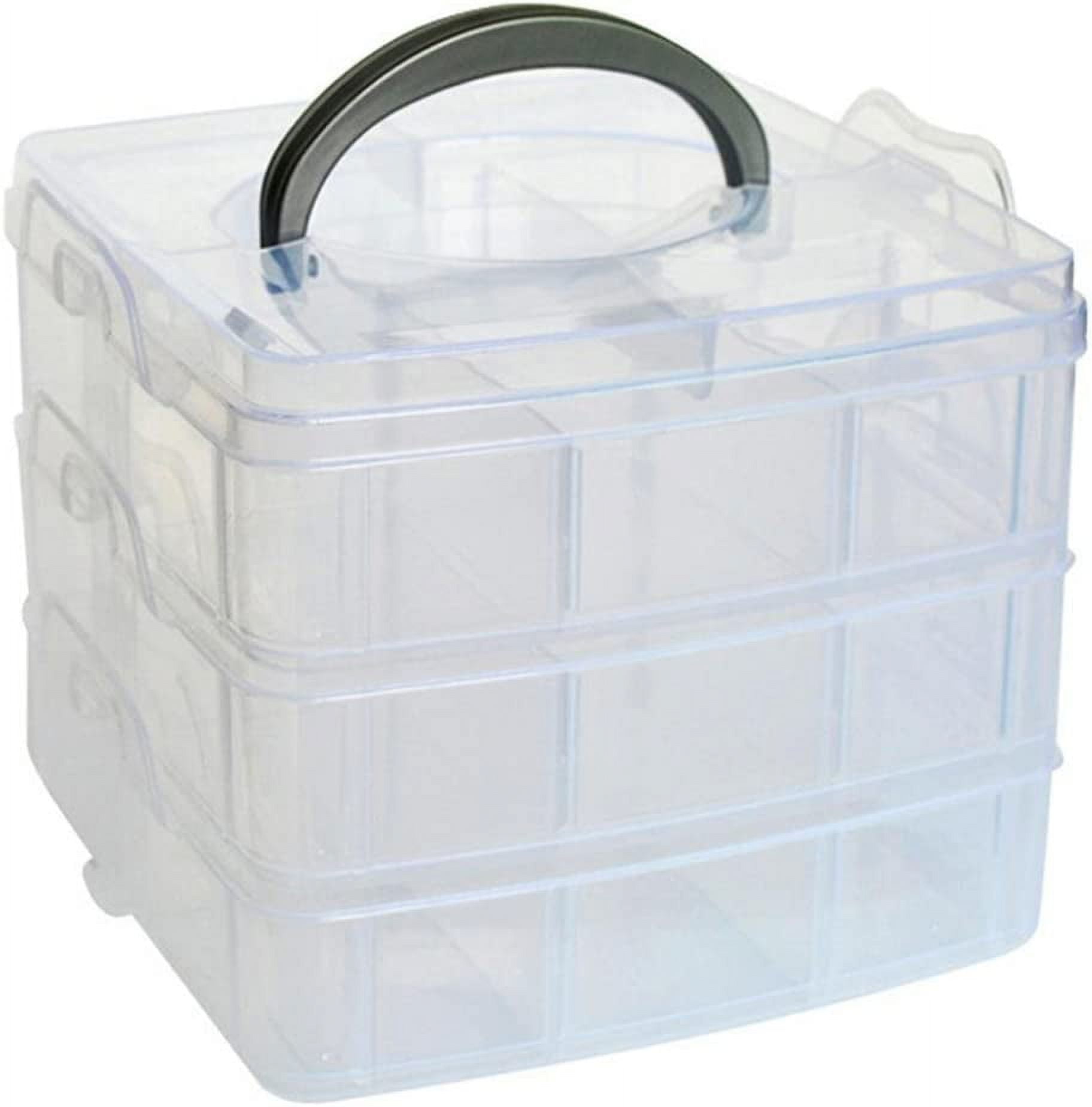 3-Layer Things & Crafts Storage Box with 18 Adjustable Compartments ...