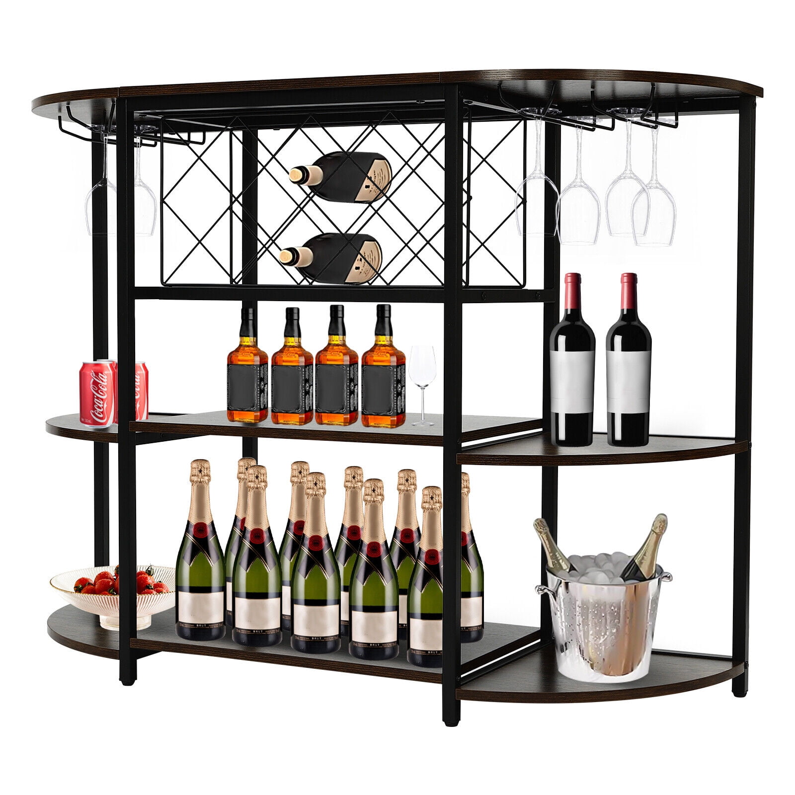 3-Layer Wine Rack Table Wine Bar Cabinet Freestanding Floor for Liquor ...