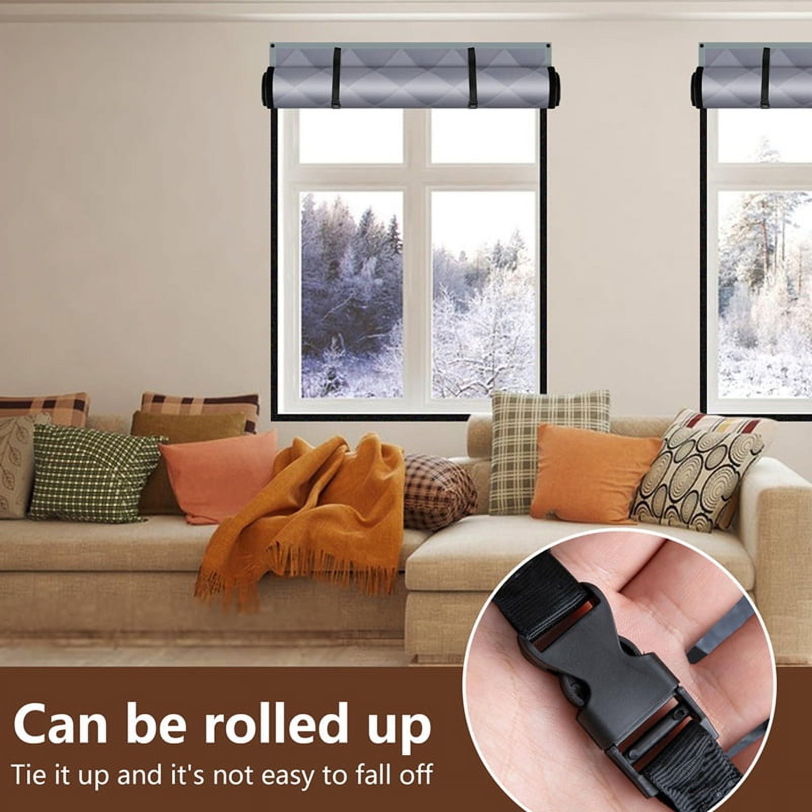 3 Layer Winter Insulated Window Cover-63x47 Inch Oxford Thermal Blanket ...