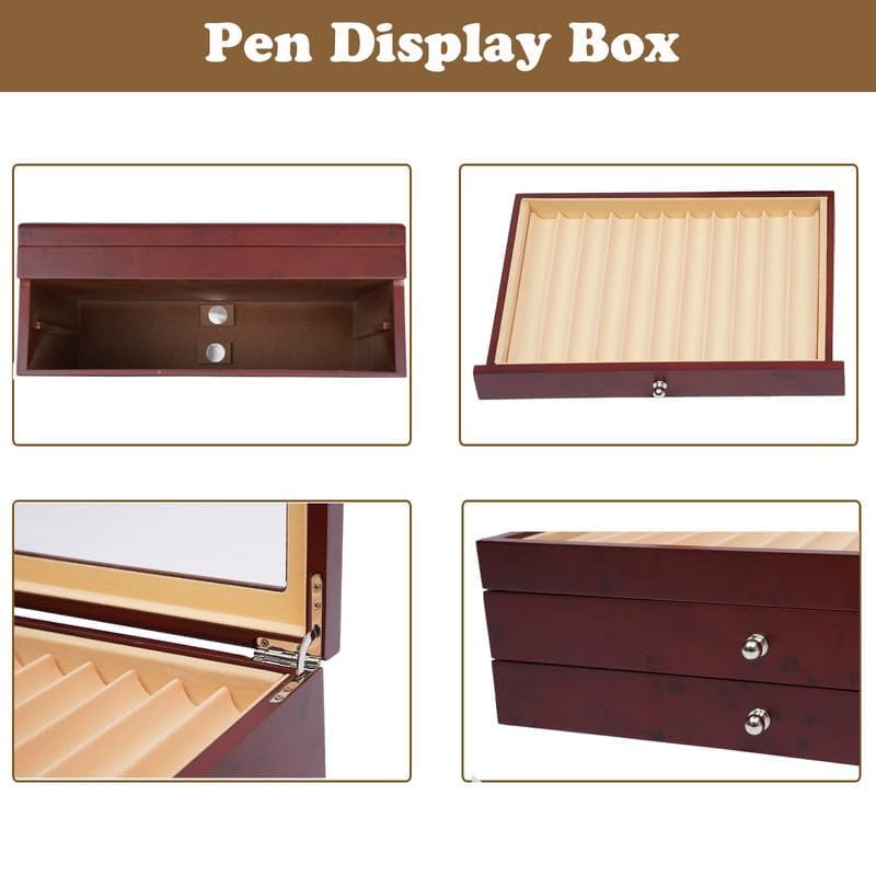 3 Layer Wood Pen Display Box 34 Pen Organizer Box,Pen Display Case ...