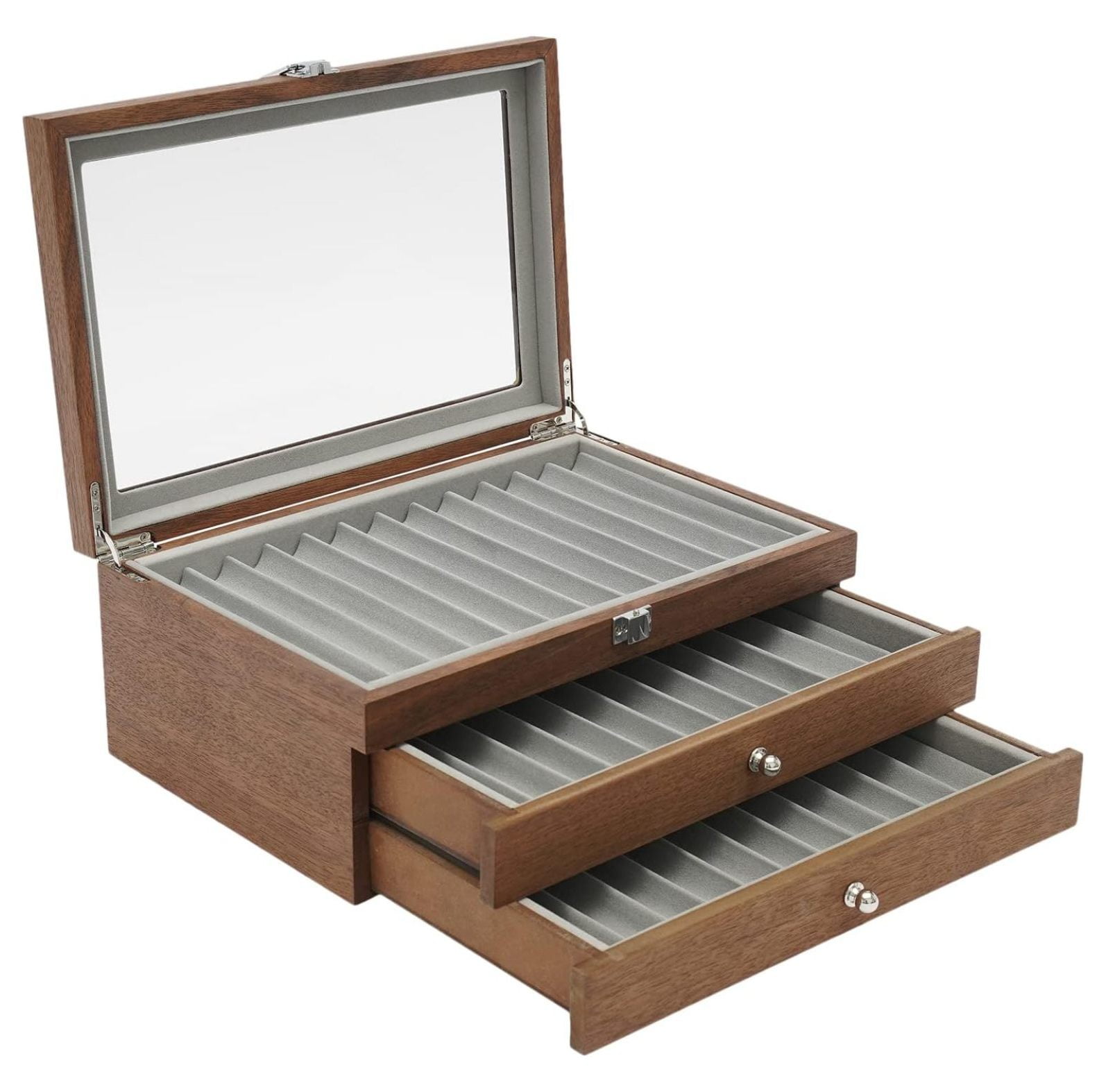 3 Layer Wood Pen Display Box 34 Pen Organizer Box,Pen Display Case ...