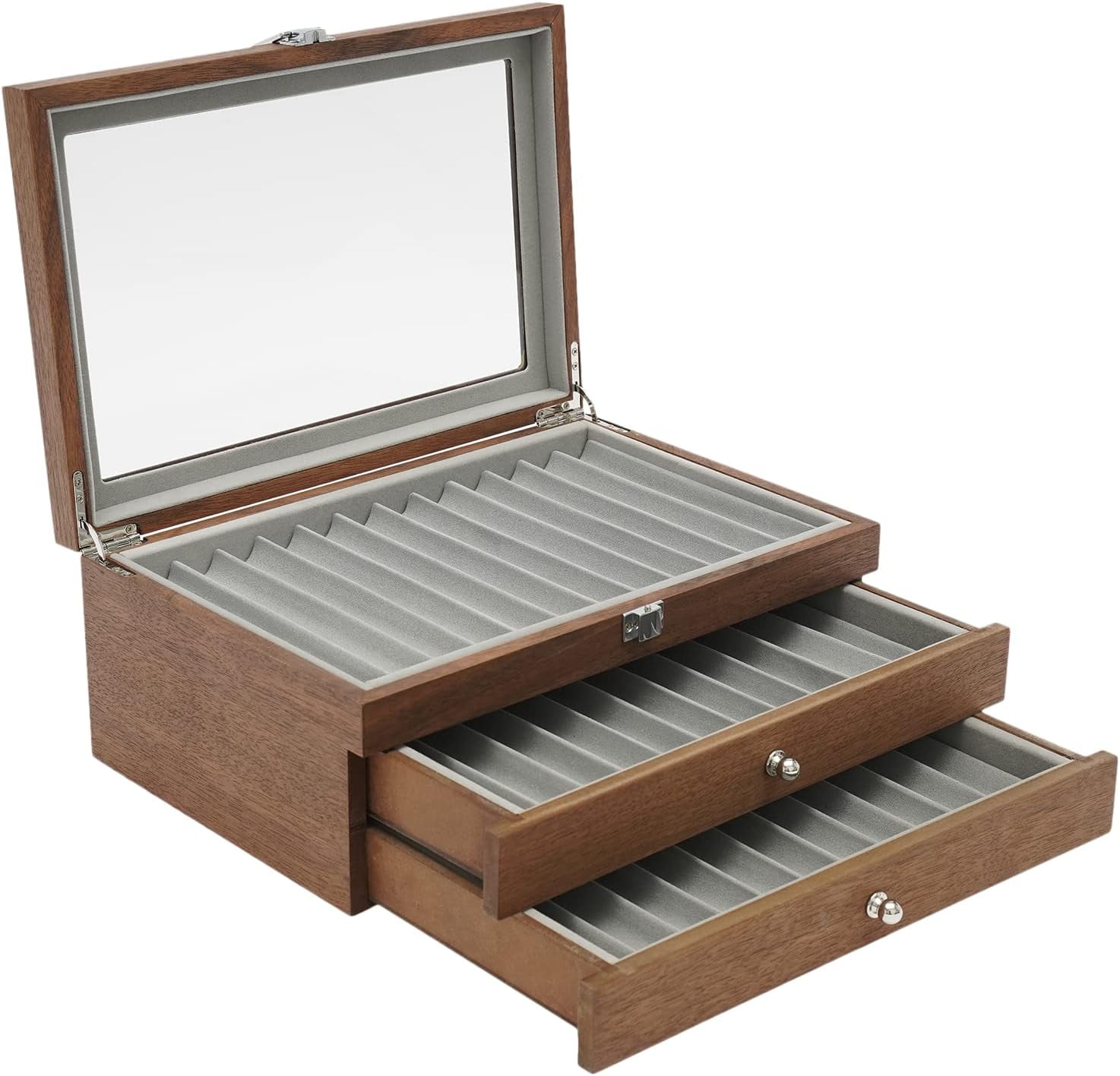 3 Layer Wood Pen Display Box 34 Organizer Box,Pen Case Storage and ...