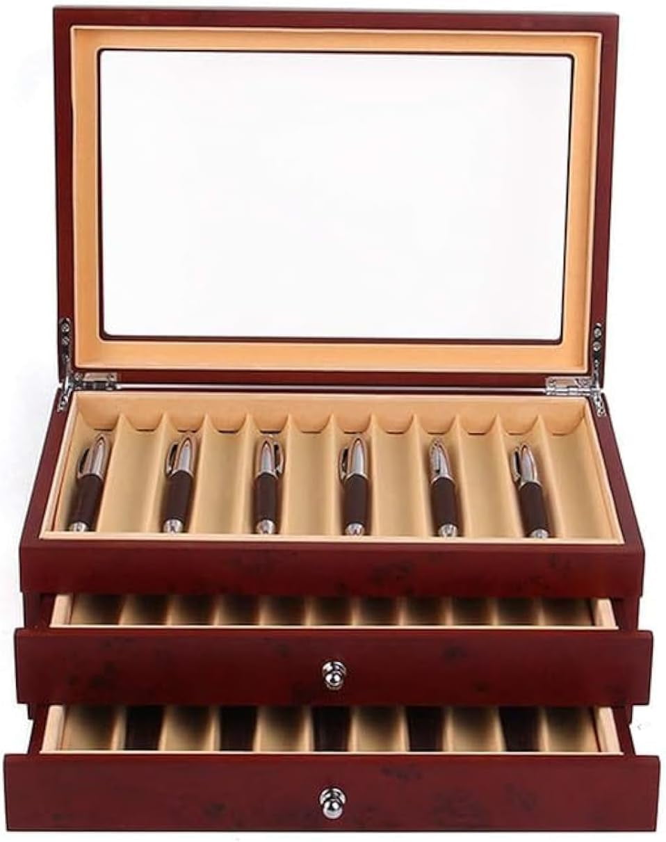 3 Layer Wood Pen Display Box 34 Pen Organizer Box,Pen Display Case ...