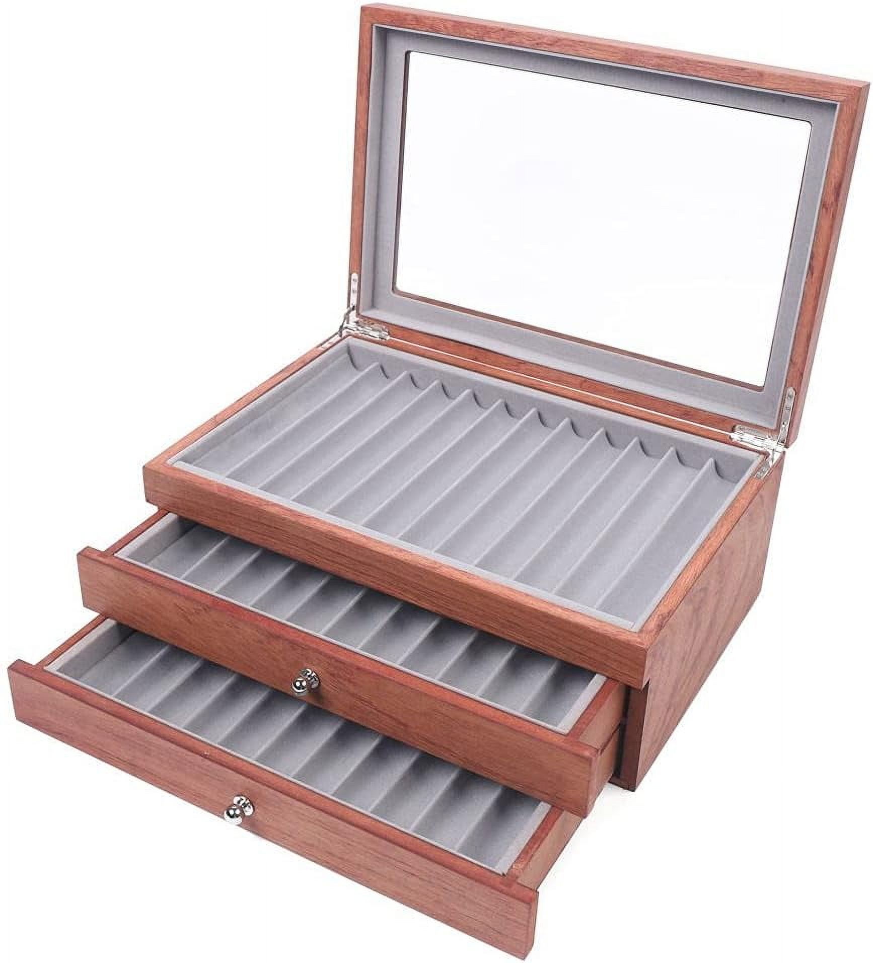 3-Layer Wood Pen Display Box 34 Pen Organizer Box, Pen Display Case ...
