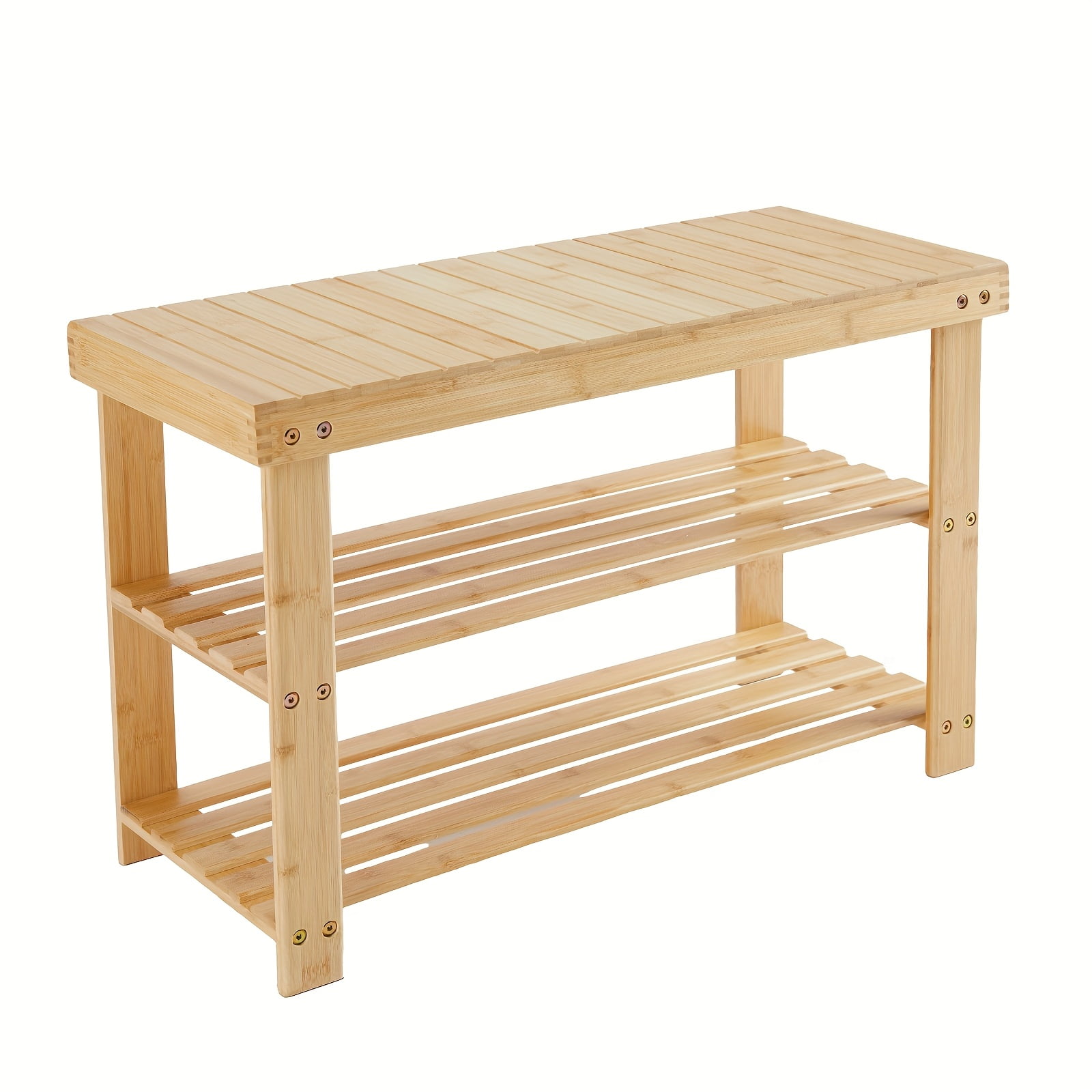 3-Layer bamboo shoe rack bench, compact storage rack for entry, bedroom ...