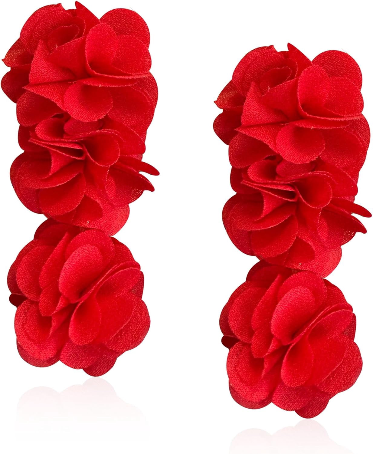 3 Layers Fabric Flower Earrings Elegant Handmade Bohemian Style Jewelry ...