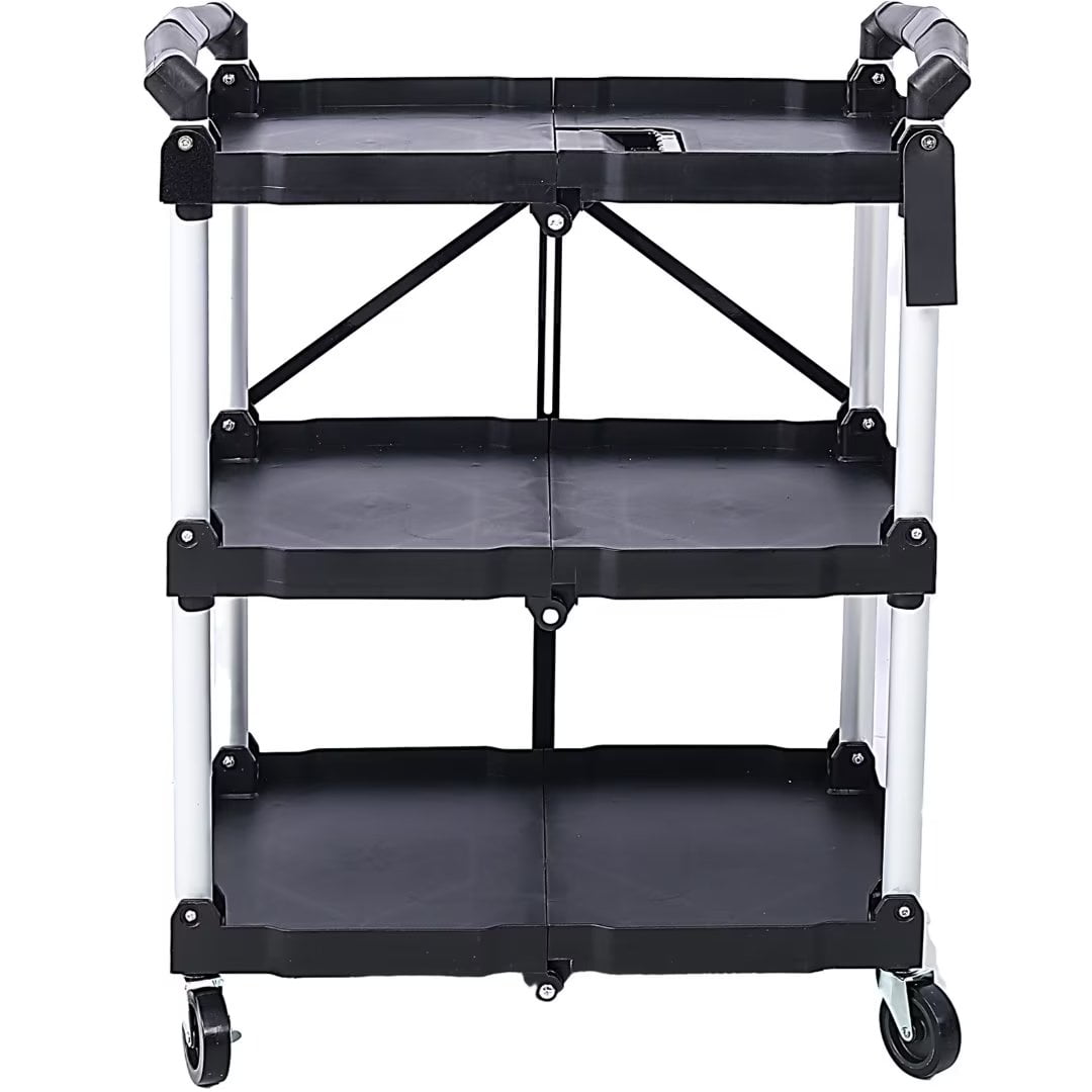 Triple Tree 3 Layers Folding Collapsible Service Cart, Heavy Duty ...