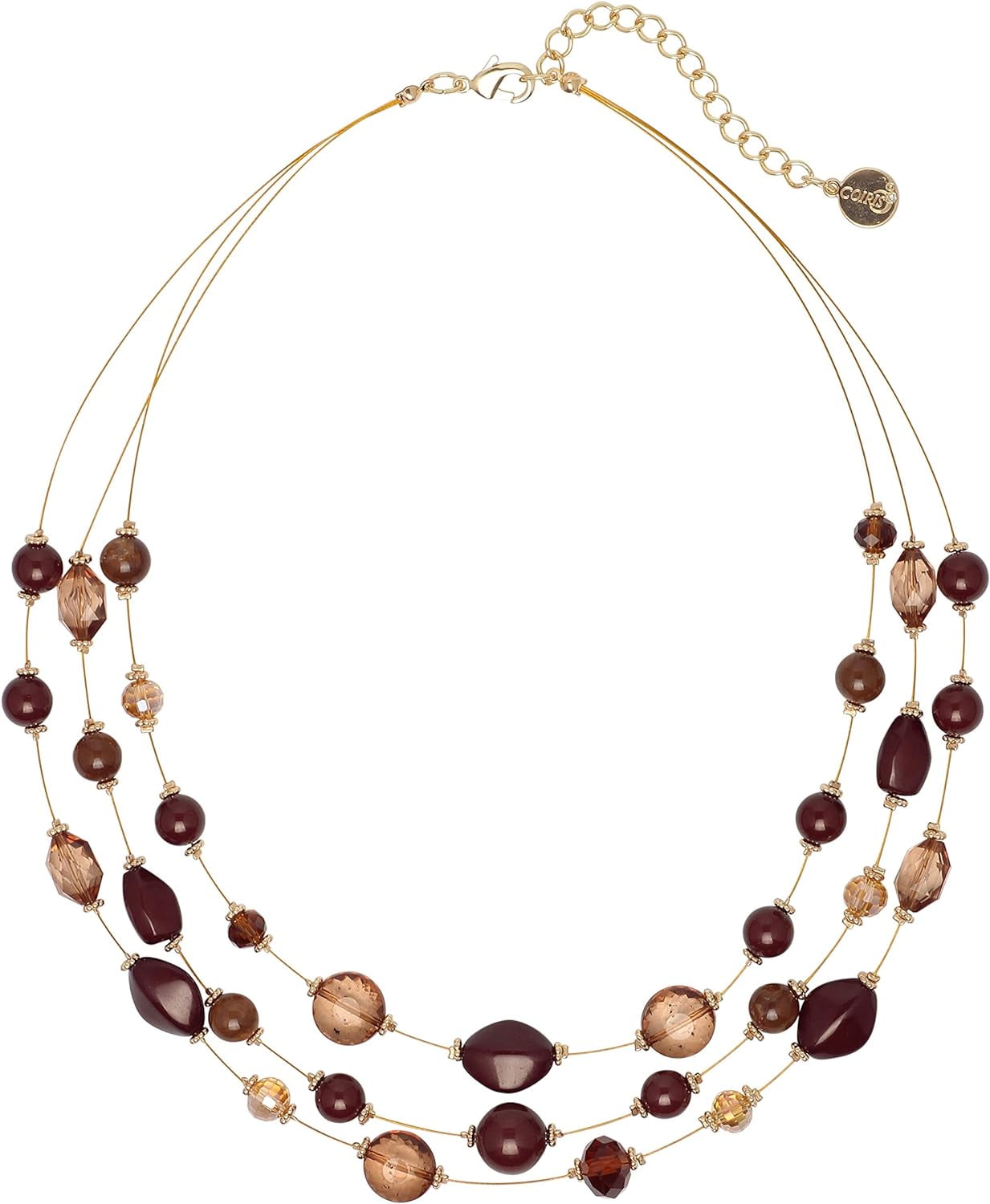 3 Layers Illusion Wire Beaded Statement 19.5" Necklace for Women[c771 ...