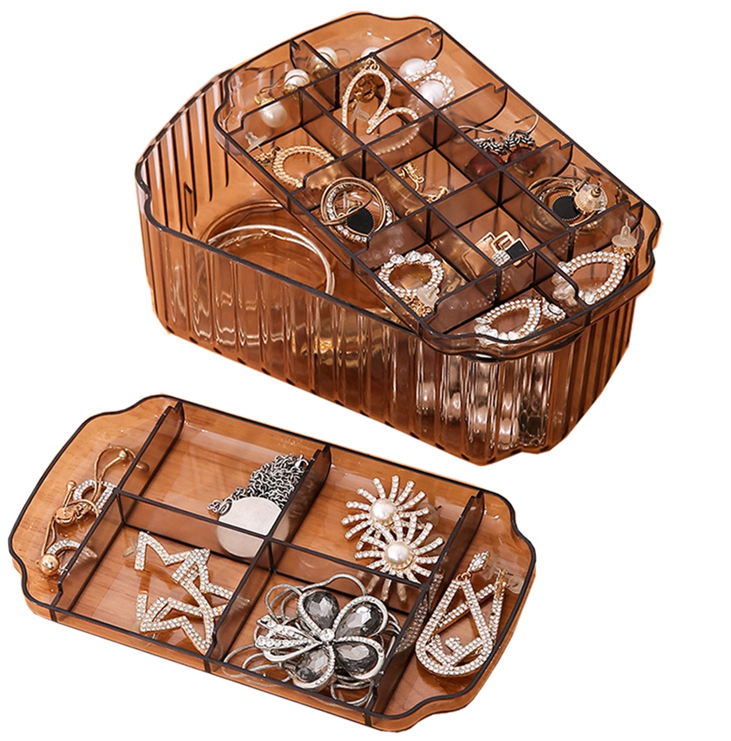 3-Layers Jewelry Organizer,Bexikou Stackable Earring Bracelet Storage ...