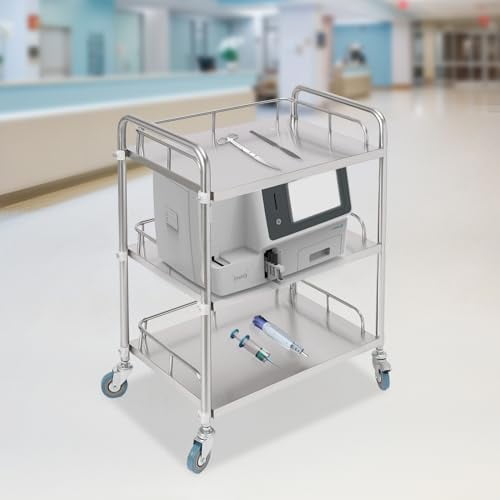 3 Layers Lab Cart Trolley Stainless Steel Medical Carts with 360 ...
