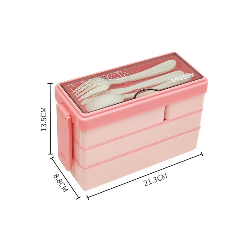 3 Layers Lunch Box 1450ml Compartment Bento Boxes For Adults Students ...