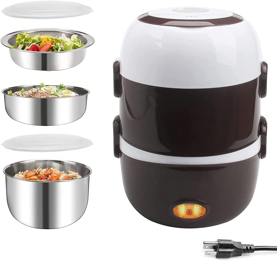 3 Layers Lunch Boxes Rice Cookers 2L Portable Electric Heating Bento ...