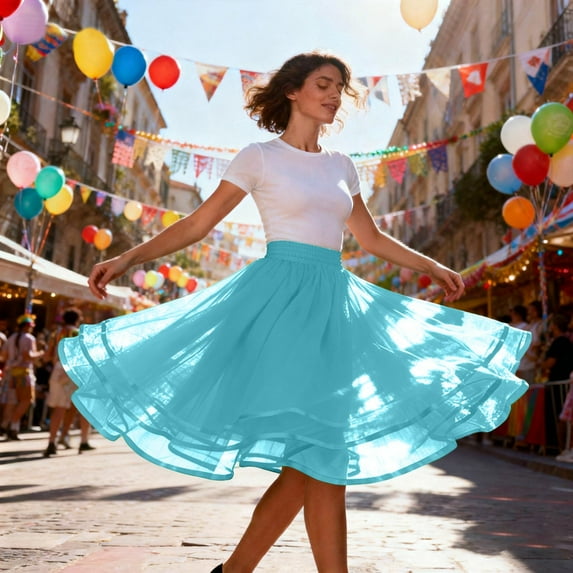 3 Layers Petticoat Women's Tutu Skirts Puffy Tulle Ballett Half Skirt ...