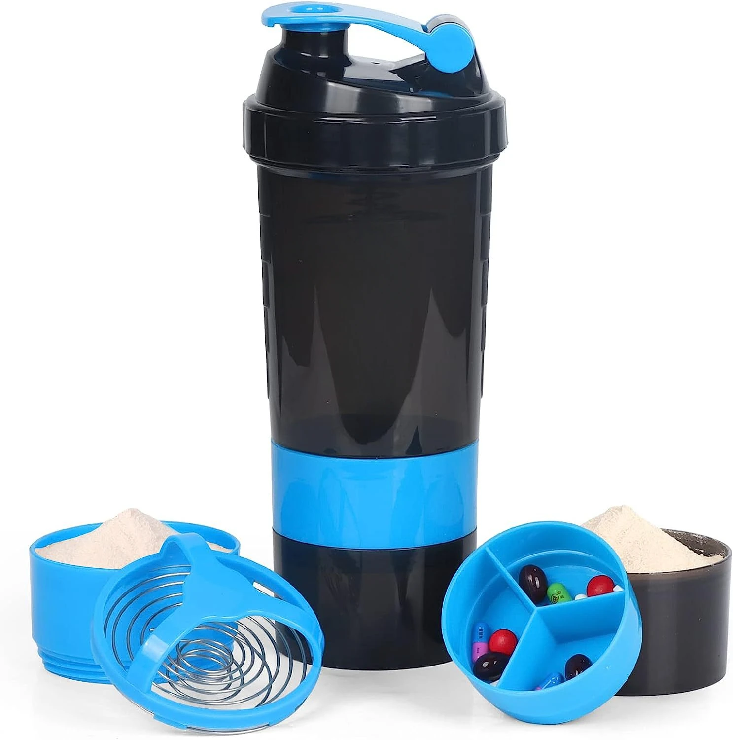 3 Layers Shaker Protein Bottle Powder Shake Cup Water Bottle Plastic ...