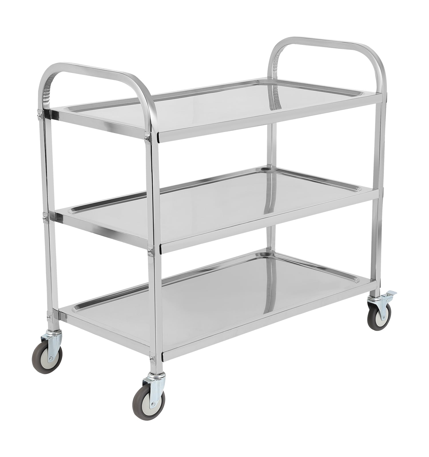 3 Layers Stainless Steel Cart with Wheels Rolling Cart with Lockable ...