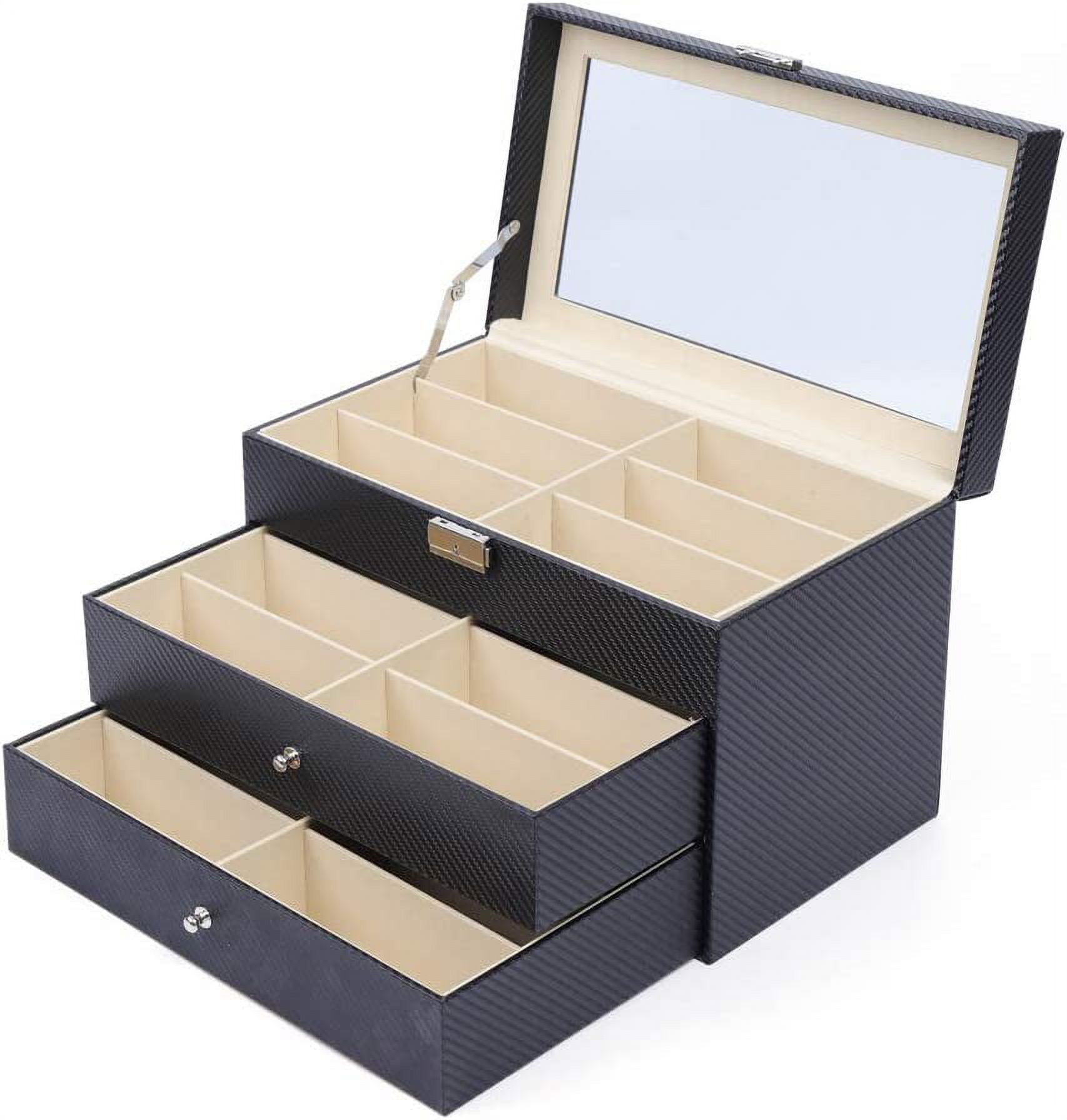 3 Layers Sunglass Eyeglass Storage Box 18 Slots Glasses Display Drawer ...