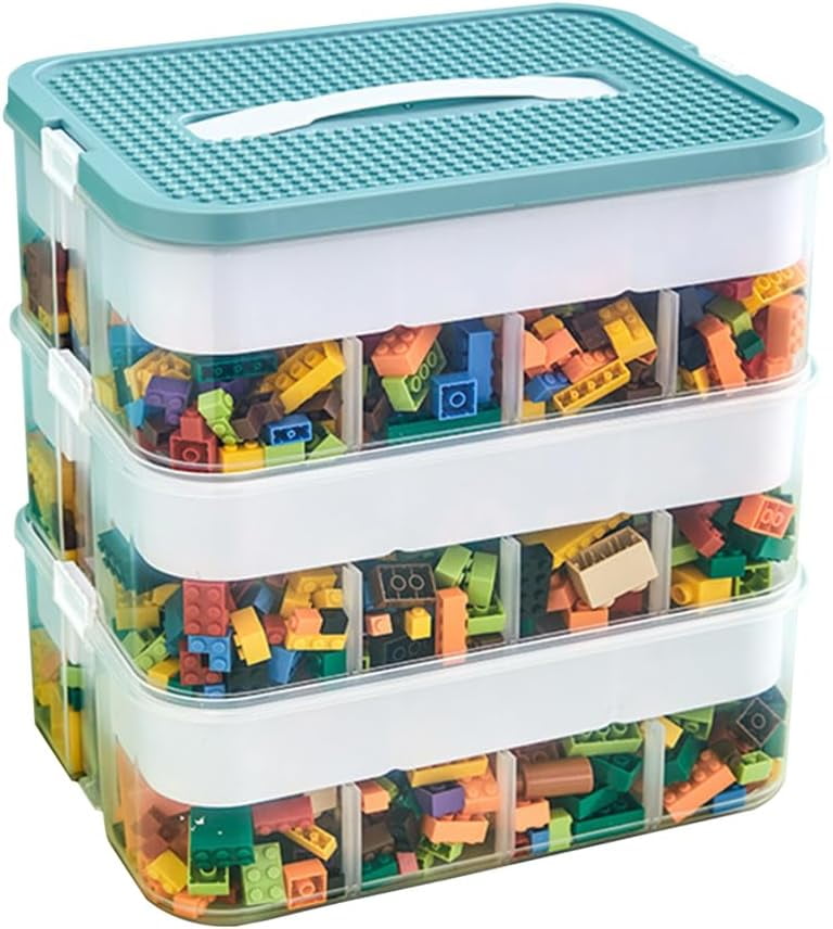 3 Layers Toy Organizer Bins with Compartments, Building Blocks Storage ...