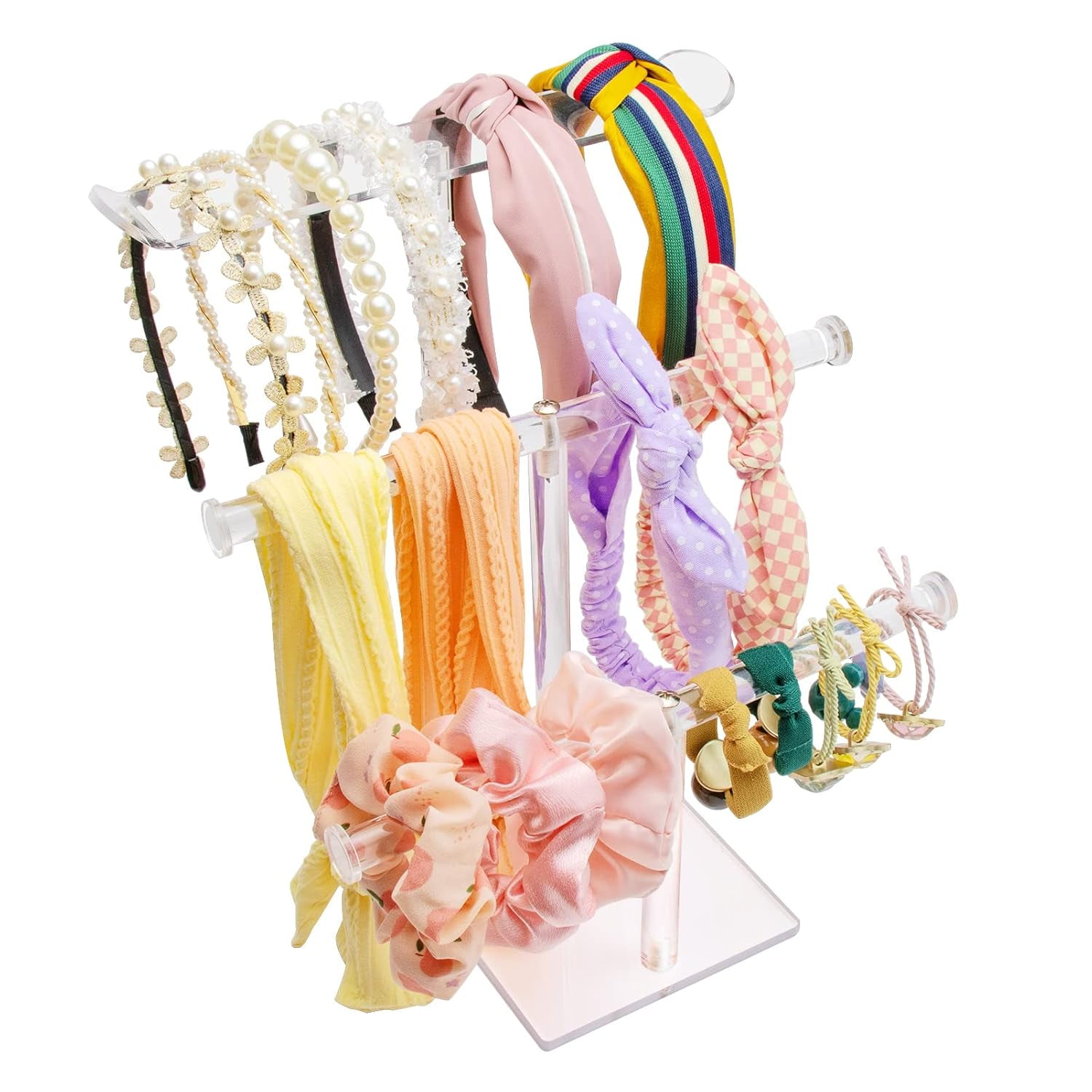 3 Layers Transparent Acrylic Headband Stand Girls Hair Accessories ...