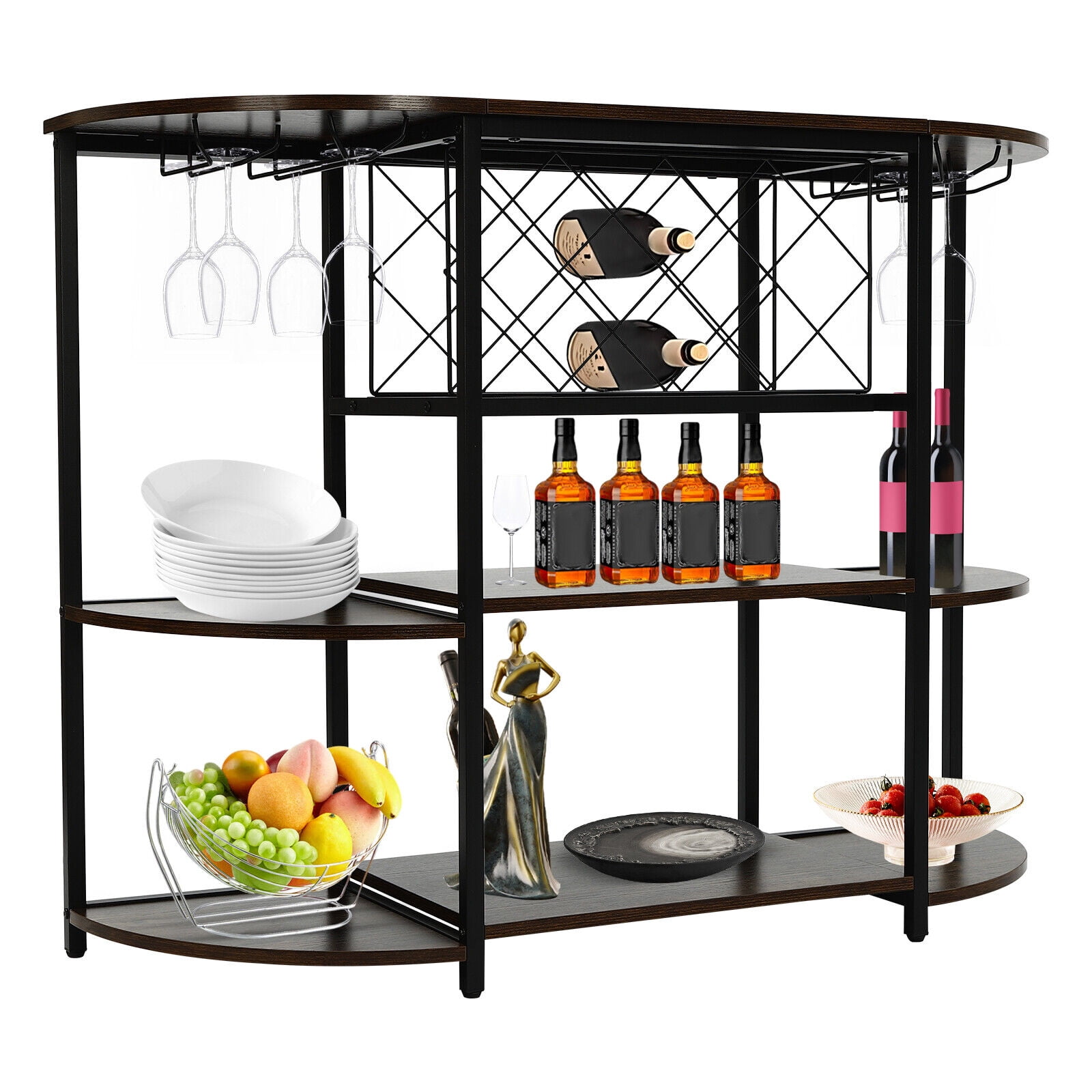 3-Layers Wine Rack Table Freestanding Coffee Bar Cabinet Liquor Stand ...