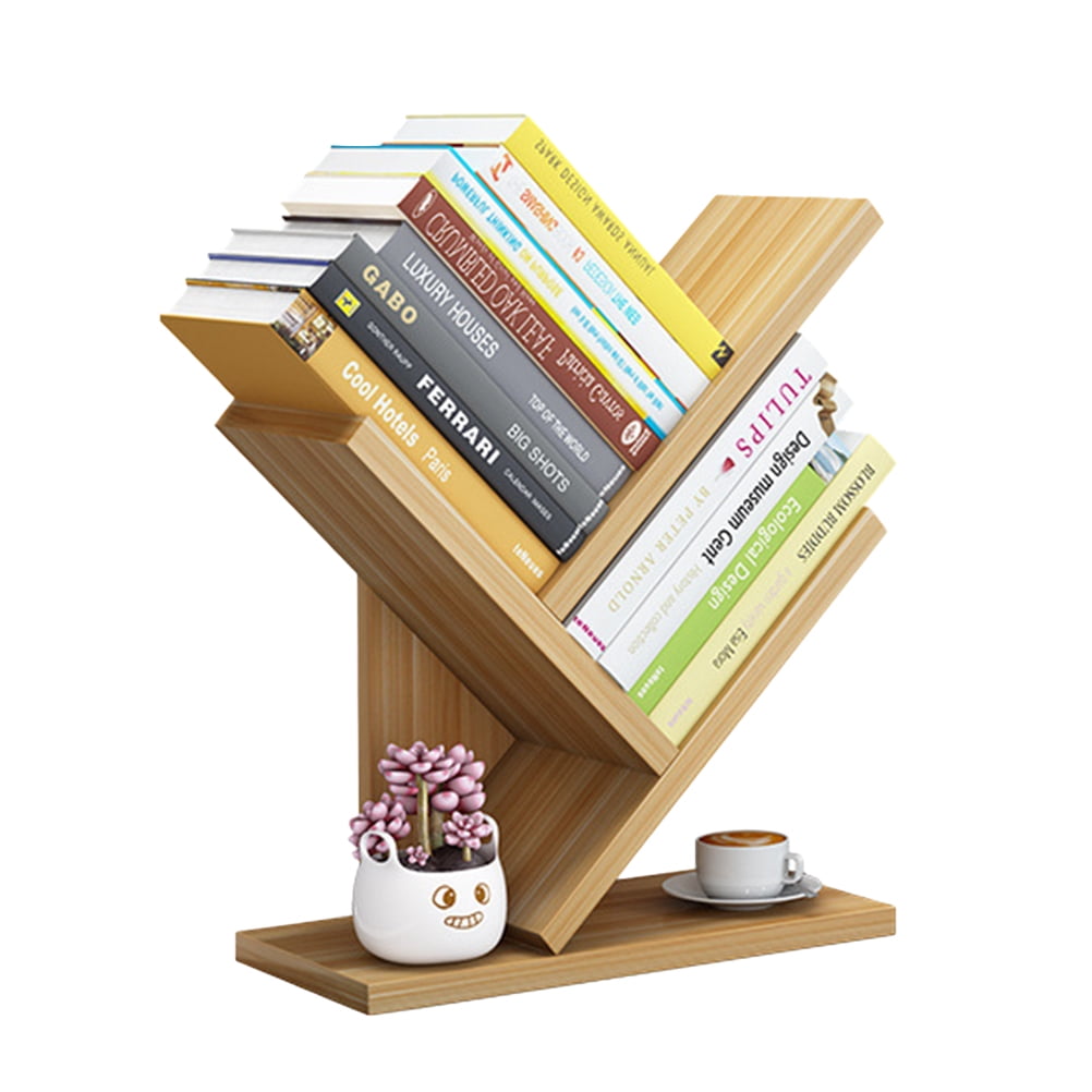 VAKUUM Wooden Bookcase, Desktop Tree Bookshelf, 3 Layers, Small ...