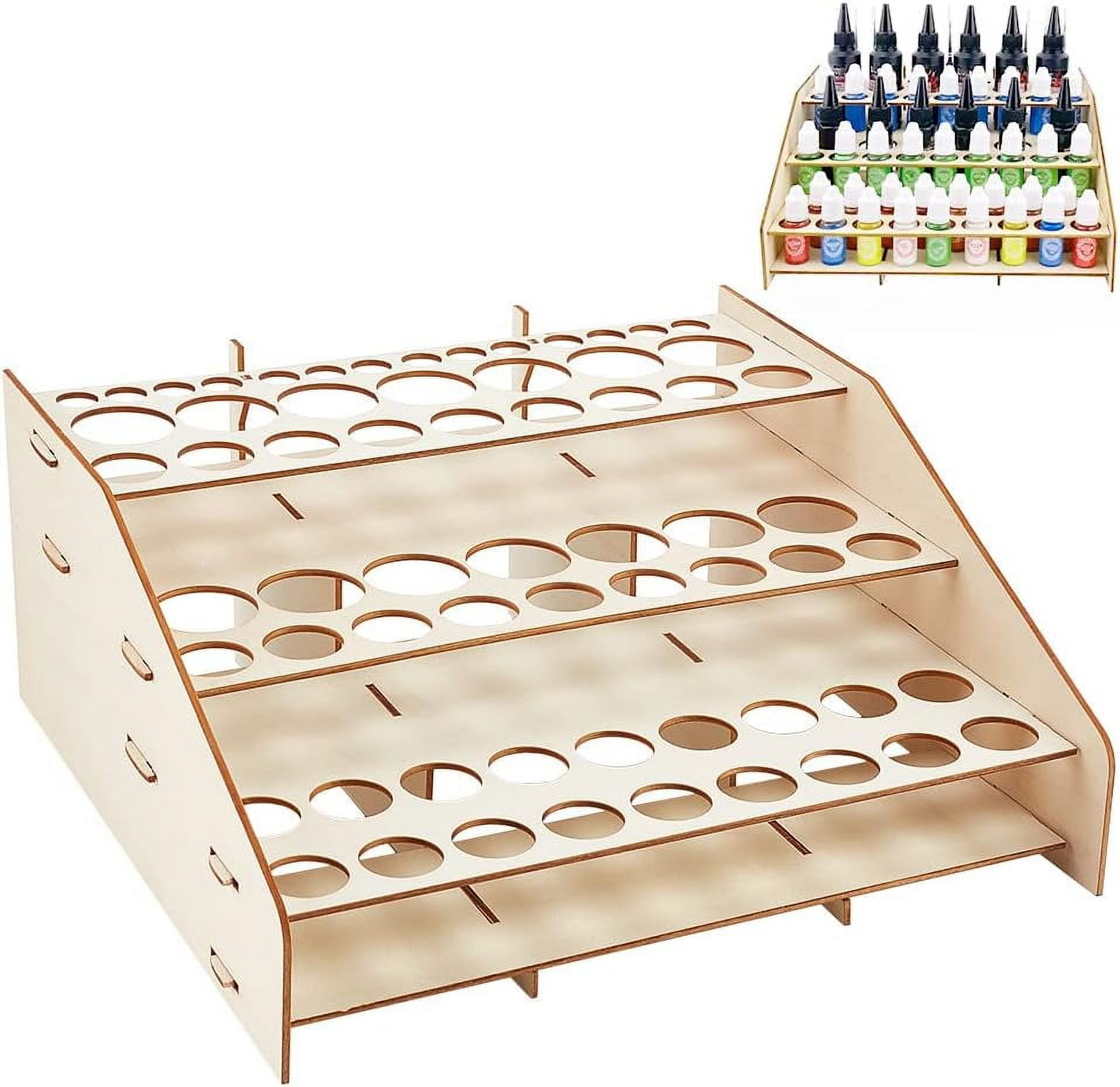 3-Layers Wooden Paint Organizer & Paint Brush Holder Wooden Craft Paint ...