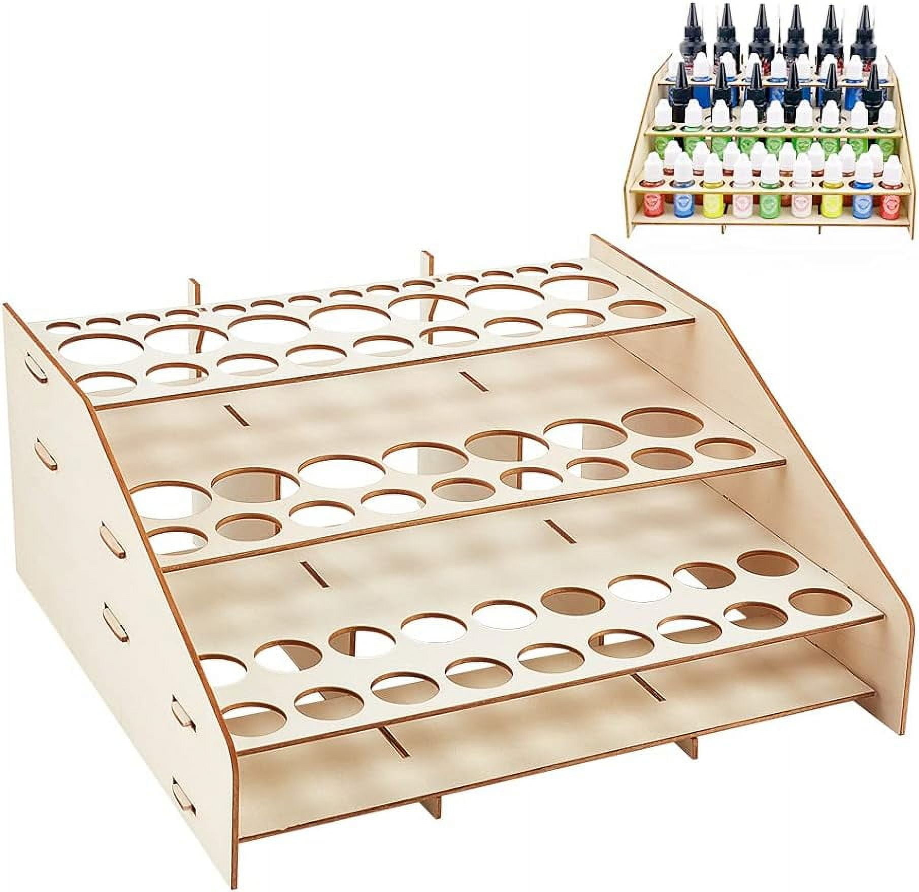 3-Layers Wooden Paint Organizer & Paint Brush Holder Wooden Craft Paint ...