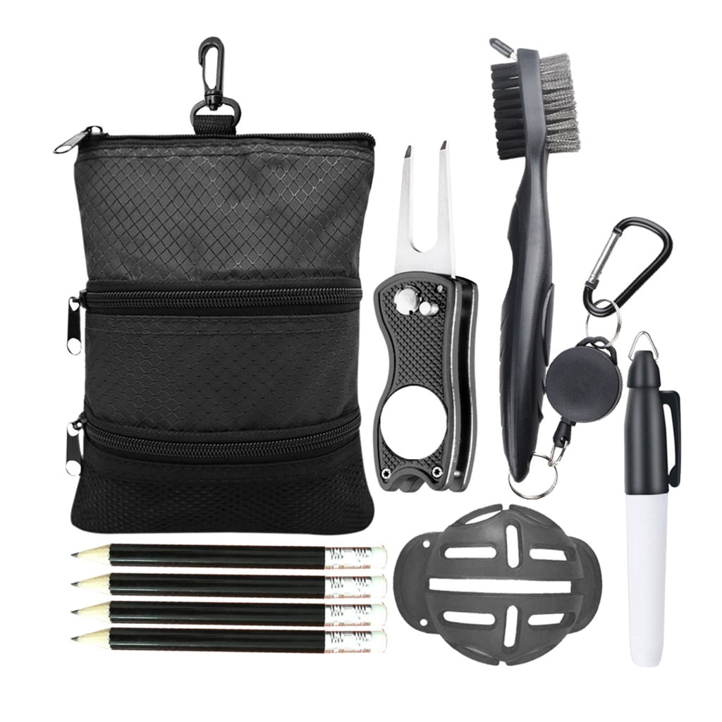 3-Layers Zipper Golf Bag Golf Tees Bag Pouch Bag Golf Balls Holder Bag ...